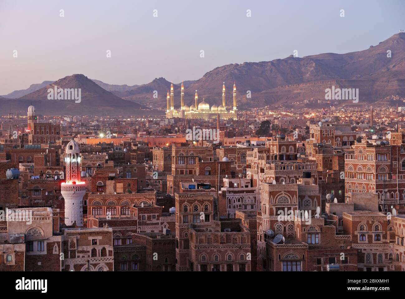 The capital of Yemen. View on the old city from roof Stock Photo - Alamy