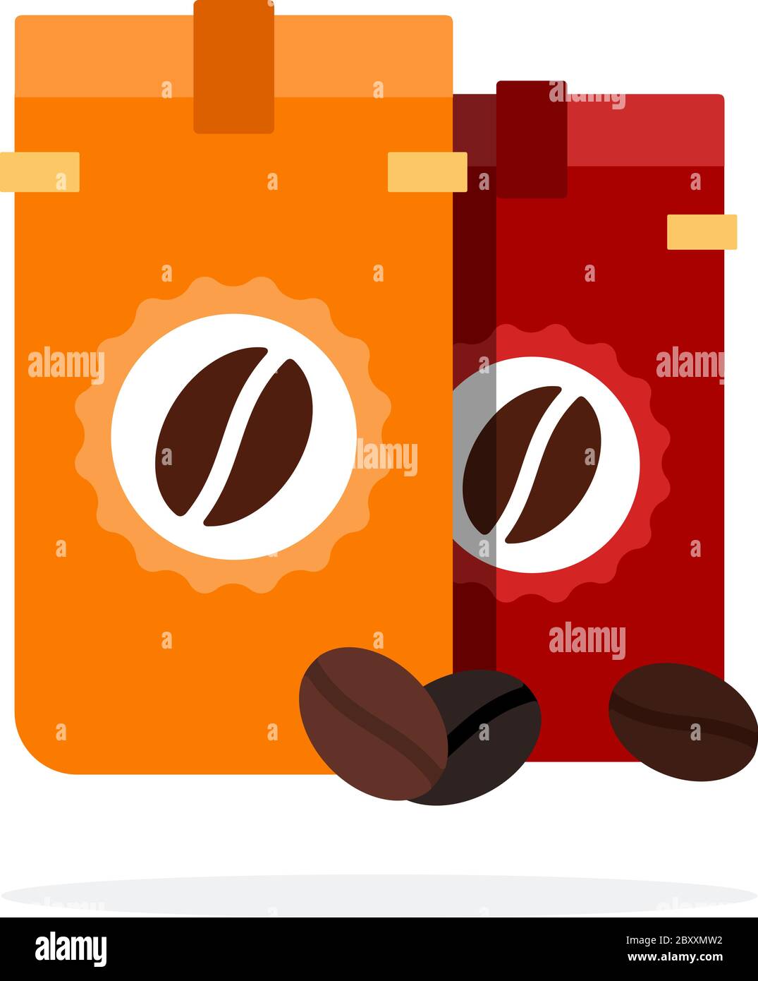 Different roasting coffee in packaging vector flat isolated Stock ...
