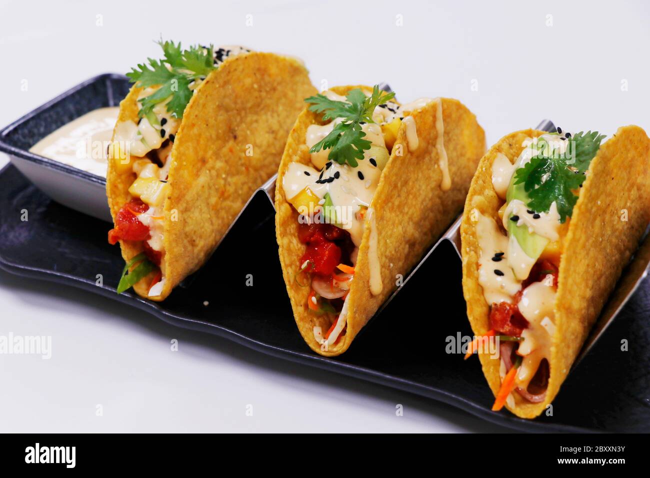 traditional Mexican dish taco,consisting of a small hand-sized corn or ...