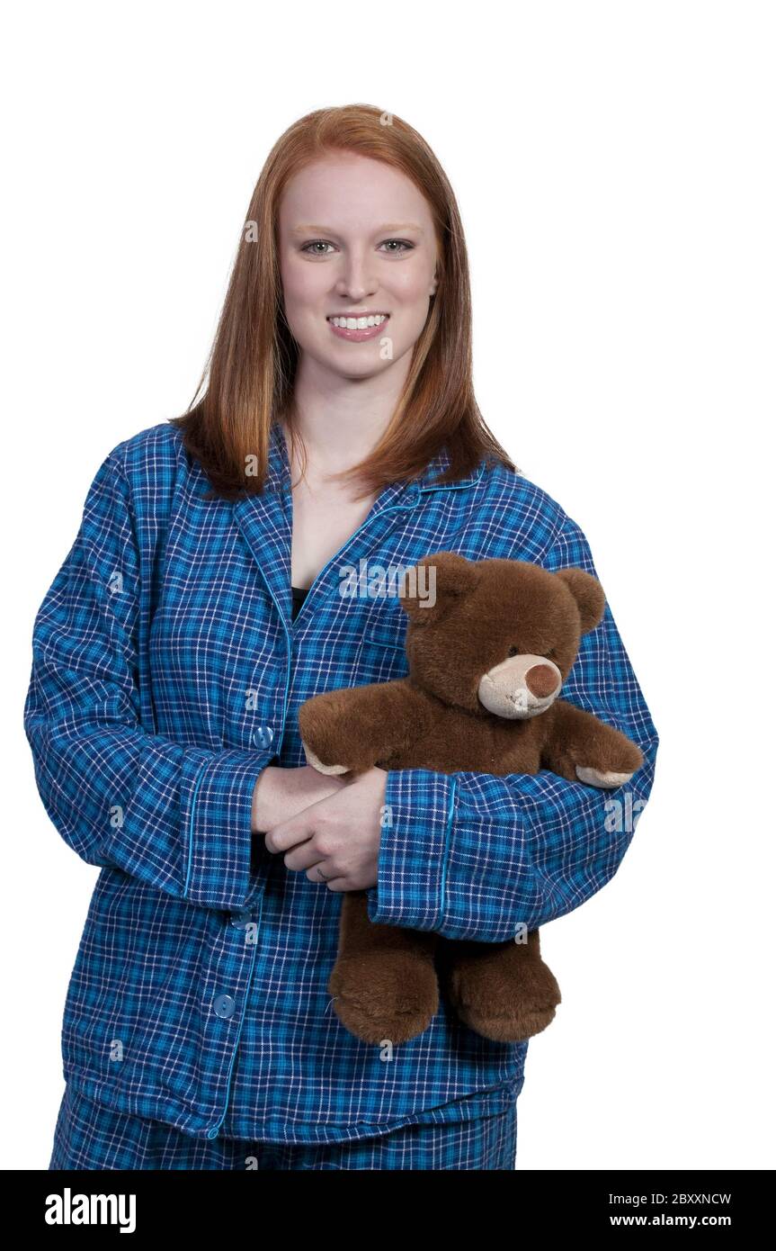 Woman with Teddy Bear Stock Photo - Alamy