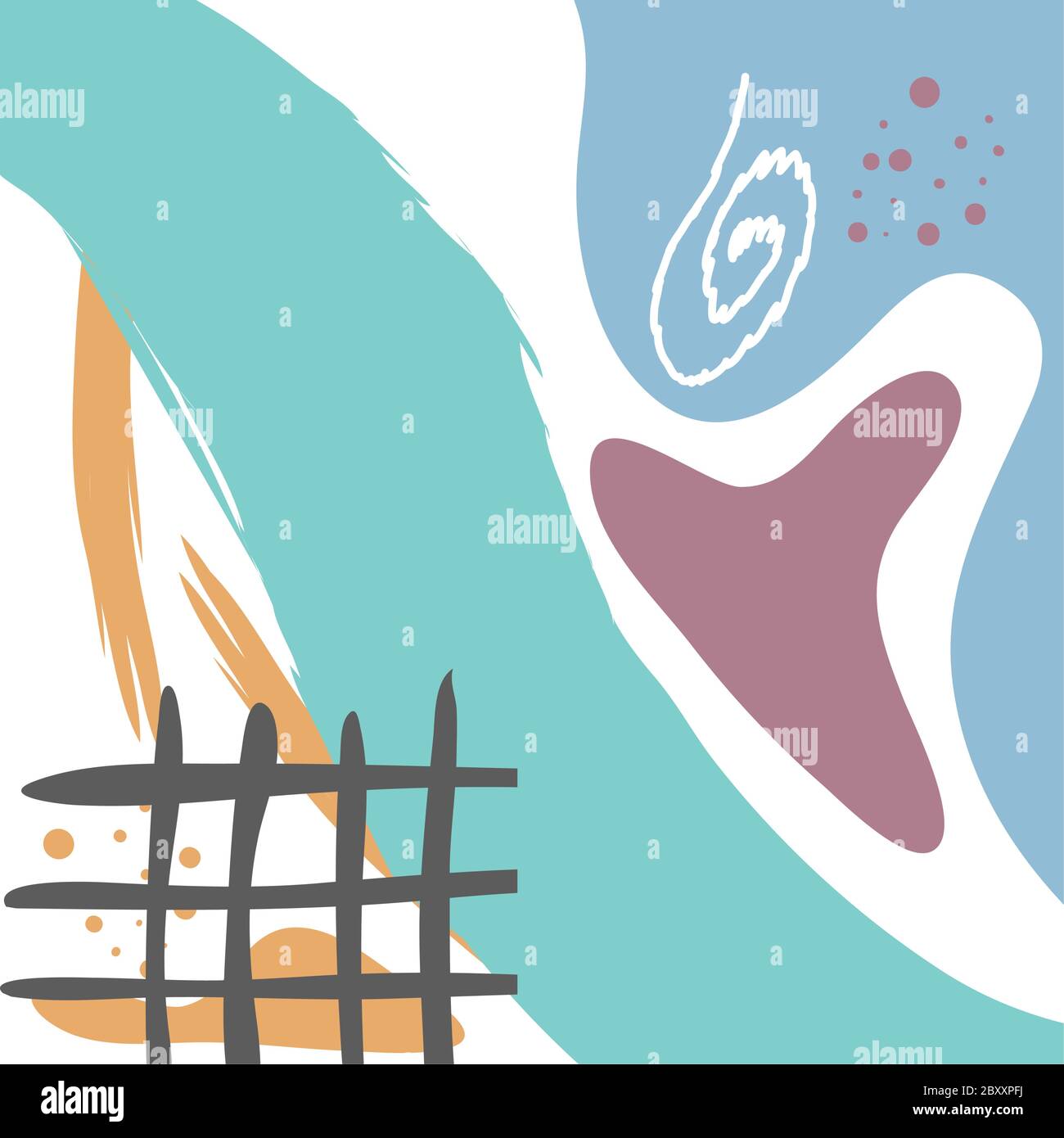abstract background, drawn with various shapes and doodle objects ...