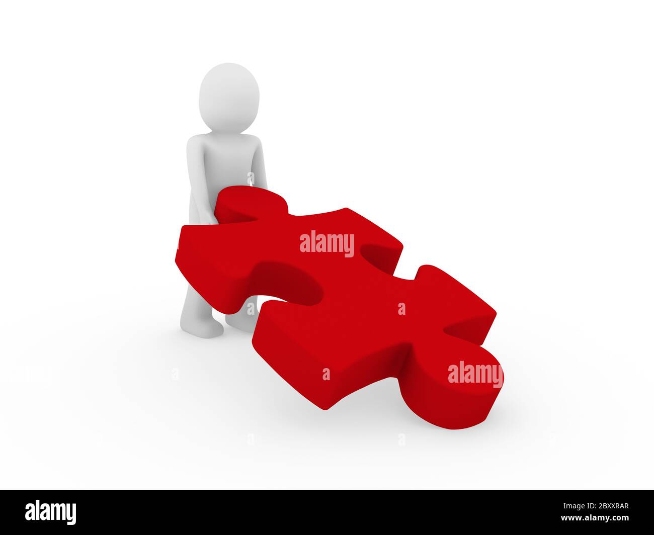 3d human puzzle red Stock Photo - Alamy