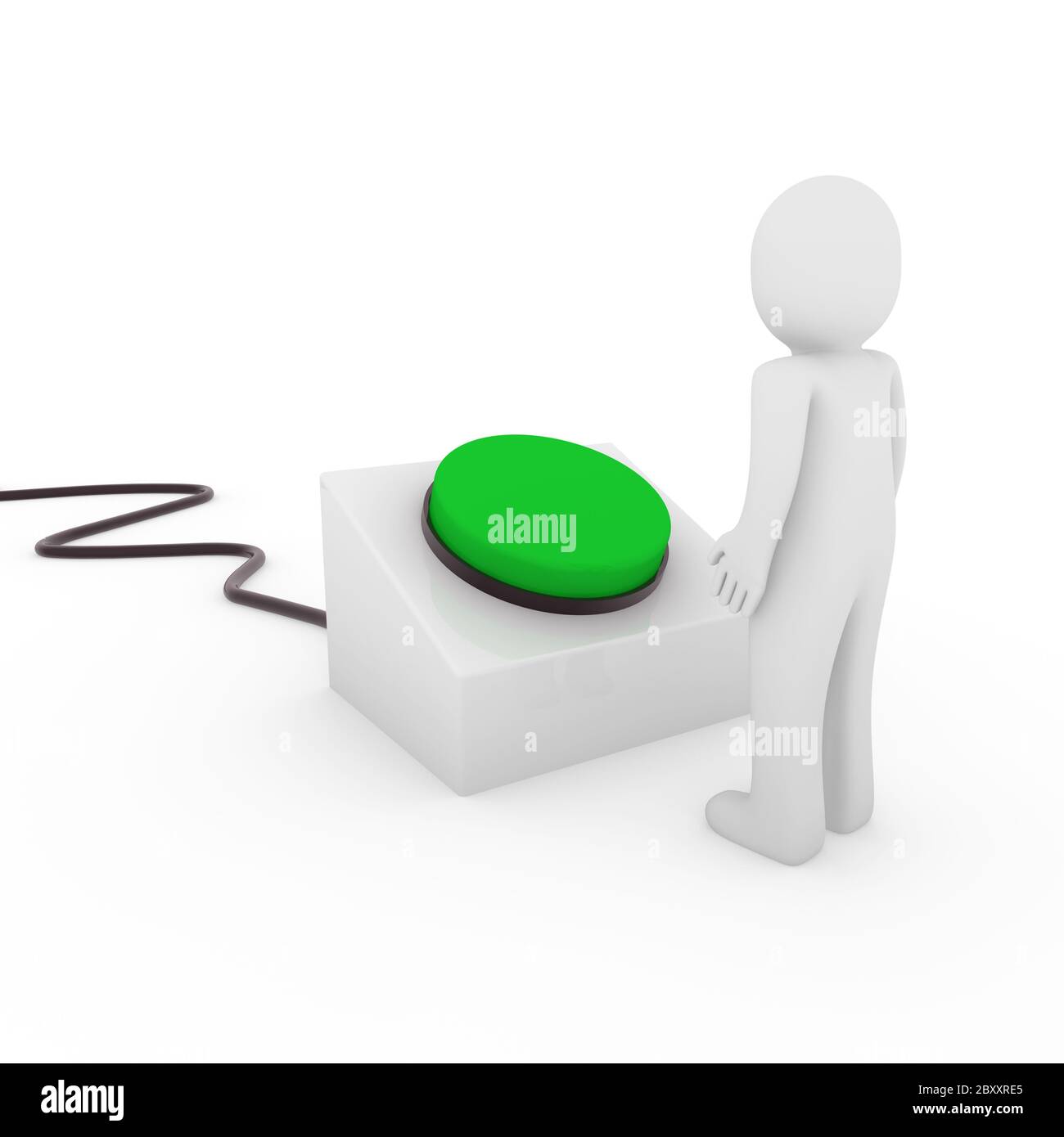 3d human man button green start push business hi-res stock photography ...