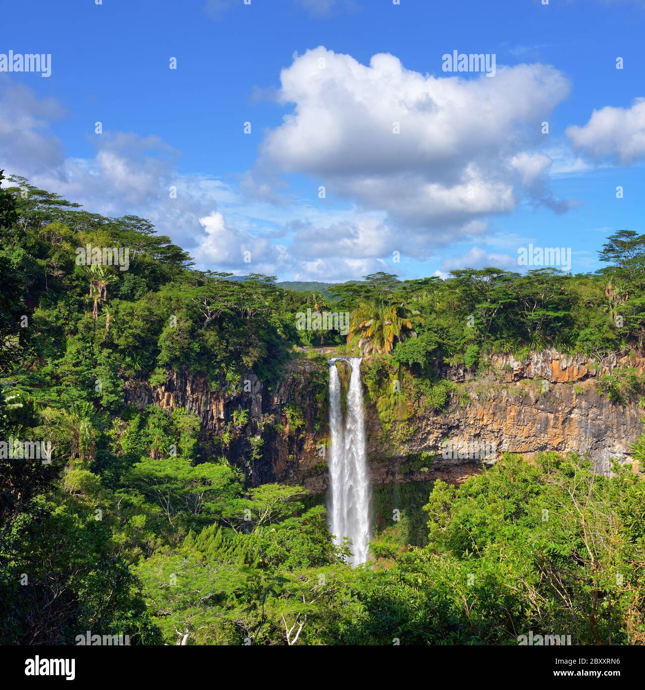 Scenic Chamarel falls in jungle of Mauritius island Stock Photo - Alamy
