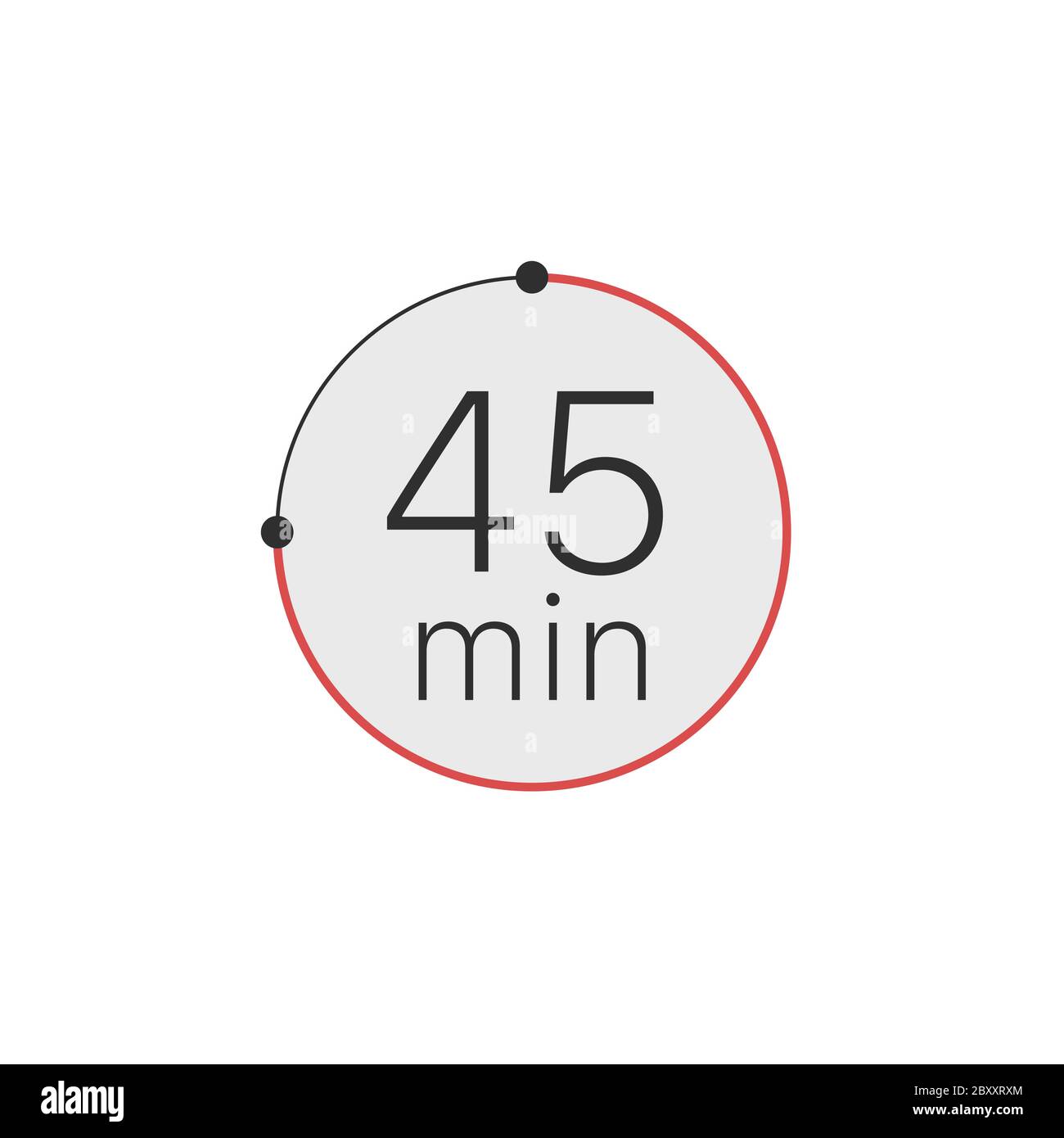 45 minutes timer, stopwatch or countdown icon. Time measure. Chronometr ...