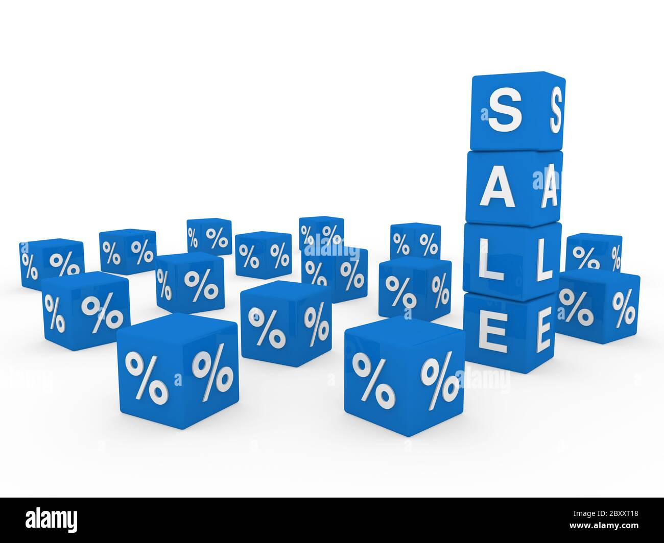 3d sale cube blue Stock Photo - Alamy