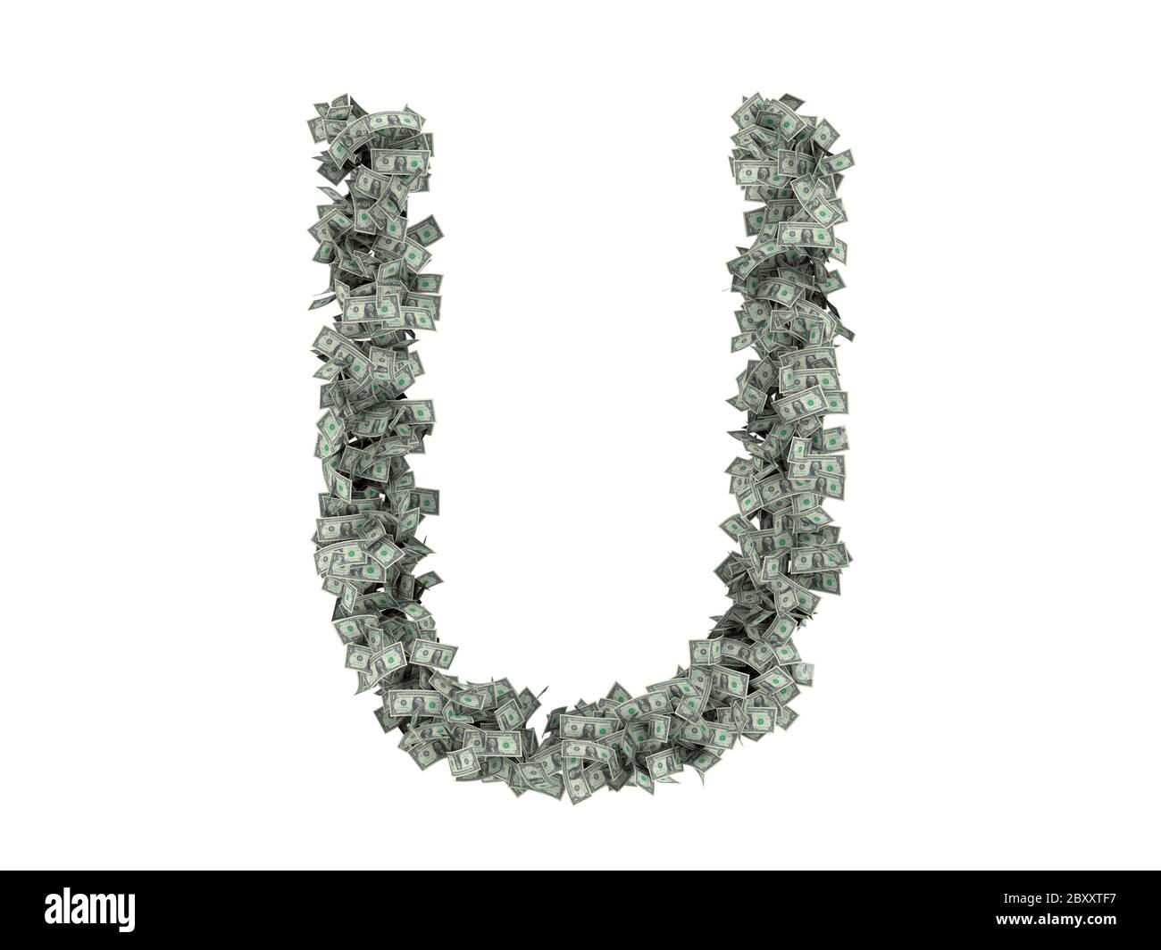 Letter from dollars. Alphabet isolate on white background. 3d rendering ...