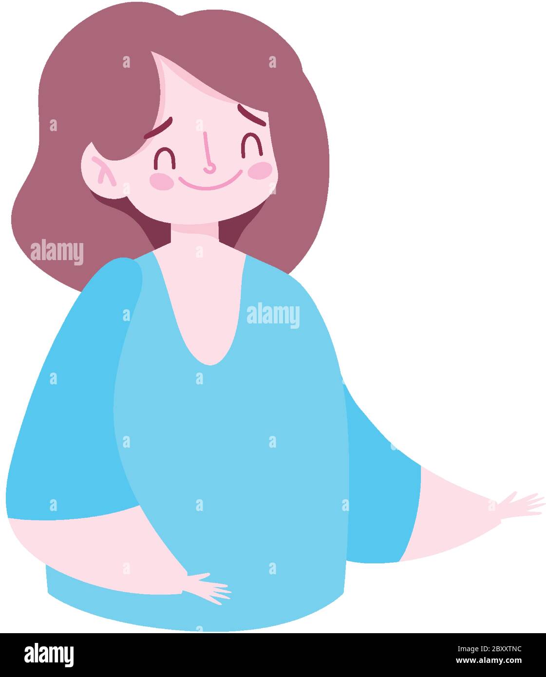 young woman character cartoon female figure isolated design icon vector ...