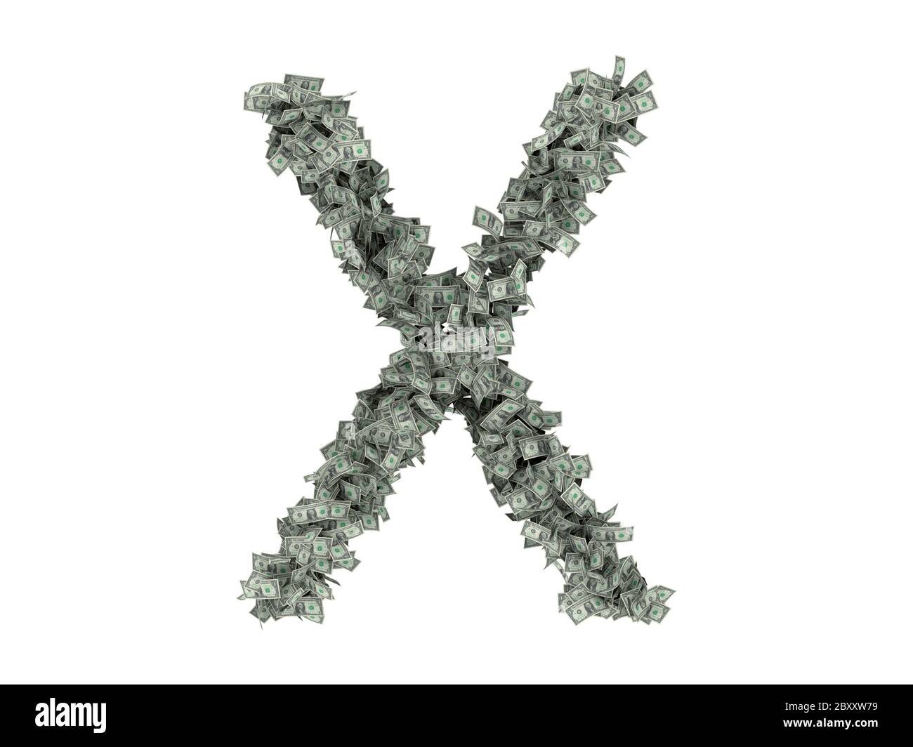 Letter from dollars. Alphabet isolate on white background. 3d rendering ...