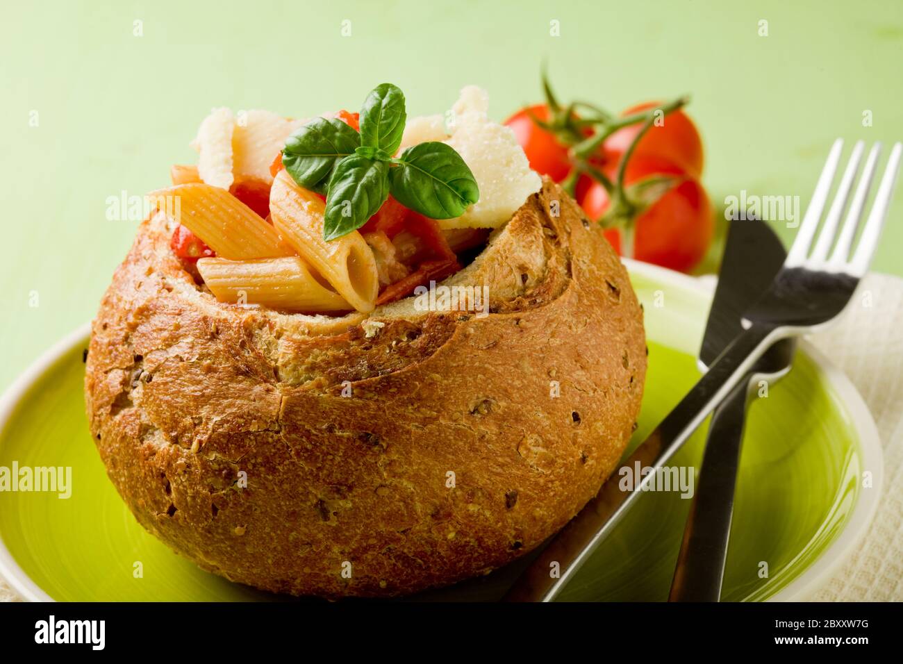 Bread stuffed with pasta Stock Photo - Alamy