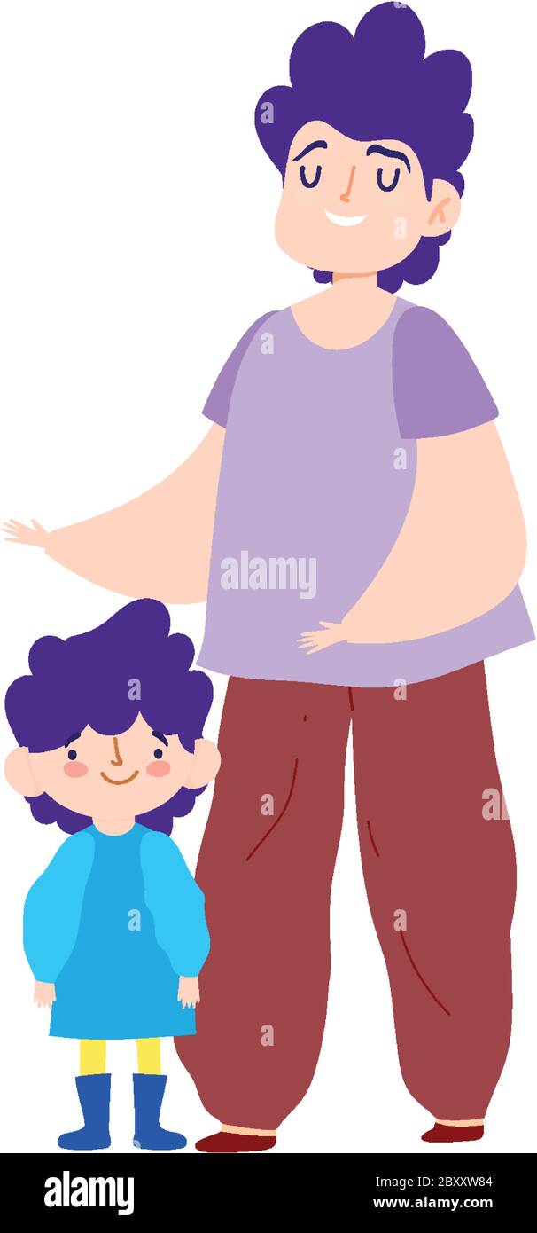 dad and son cartoon portrait characters family day vector illustration ...