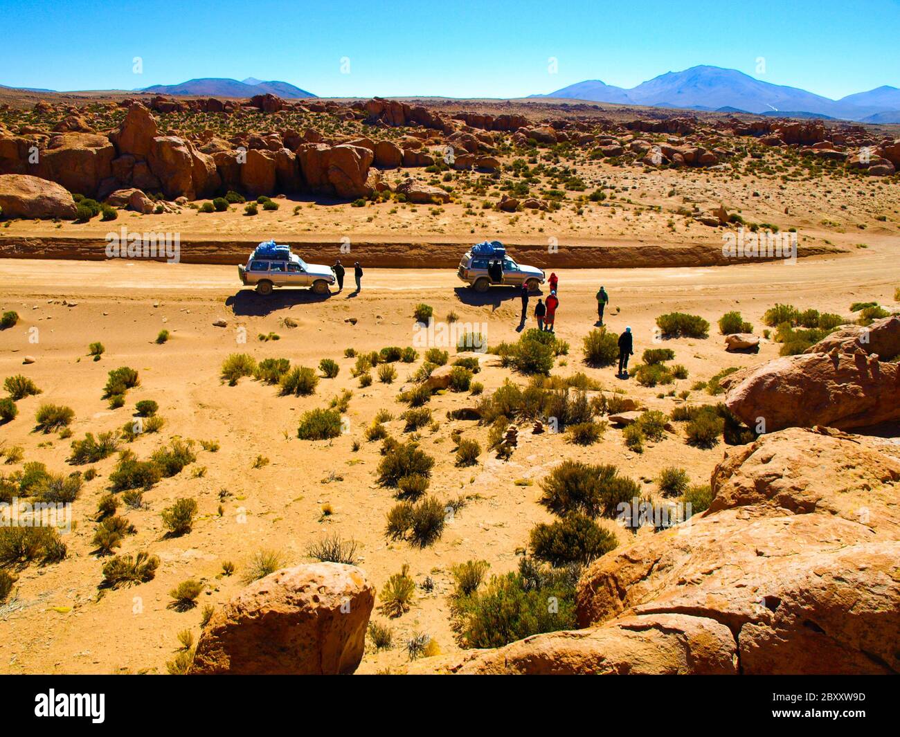 Off-road SUV cars with tourists on expedition circuit in southern ...