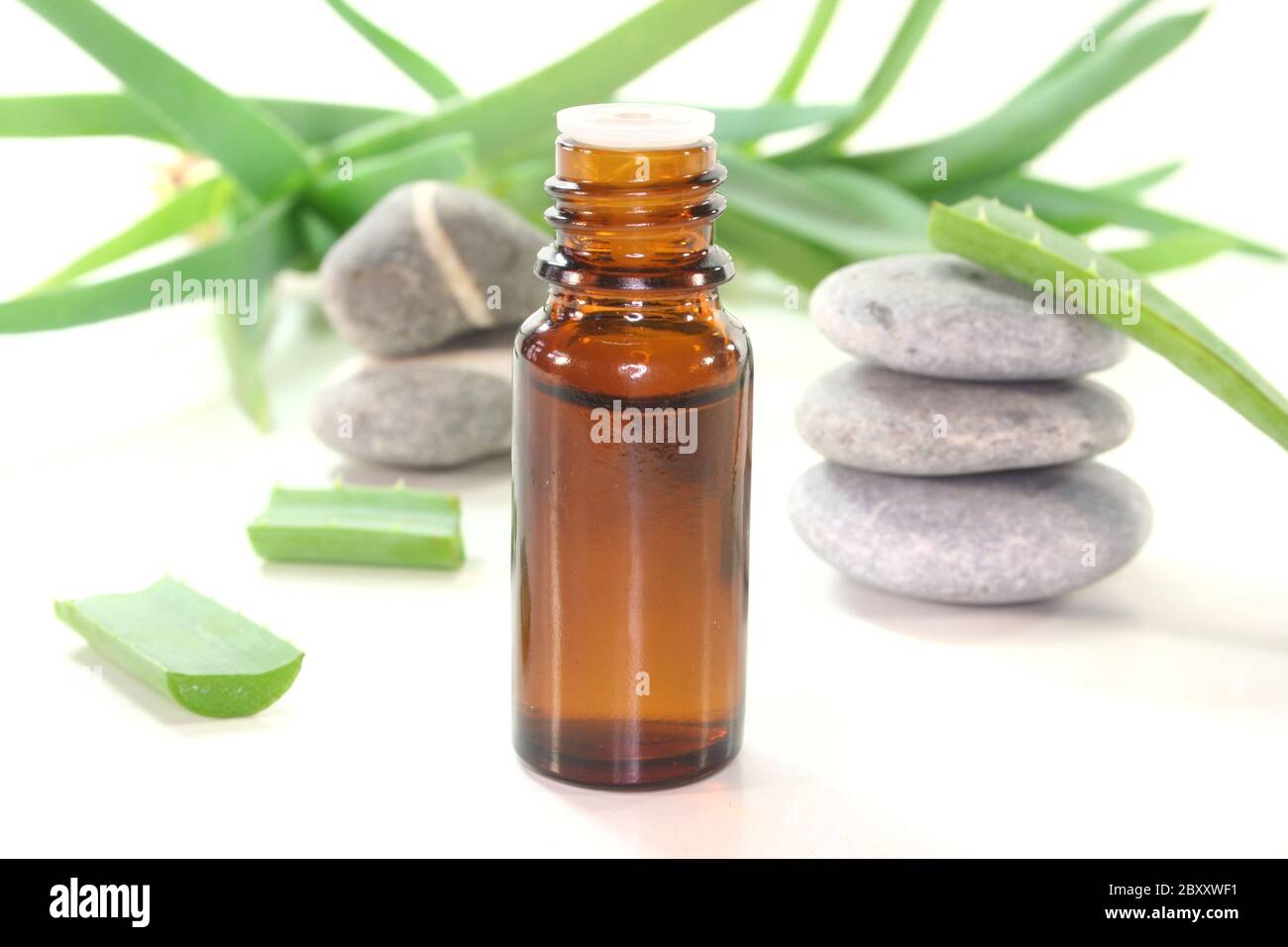 Aloe Vera drops with bottles Stock Photo - Alamy