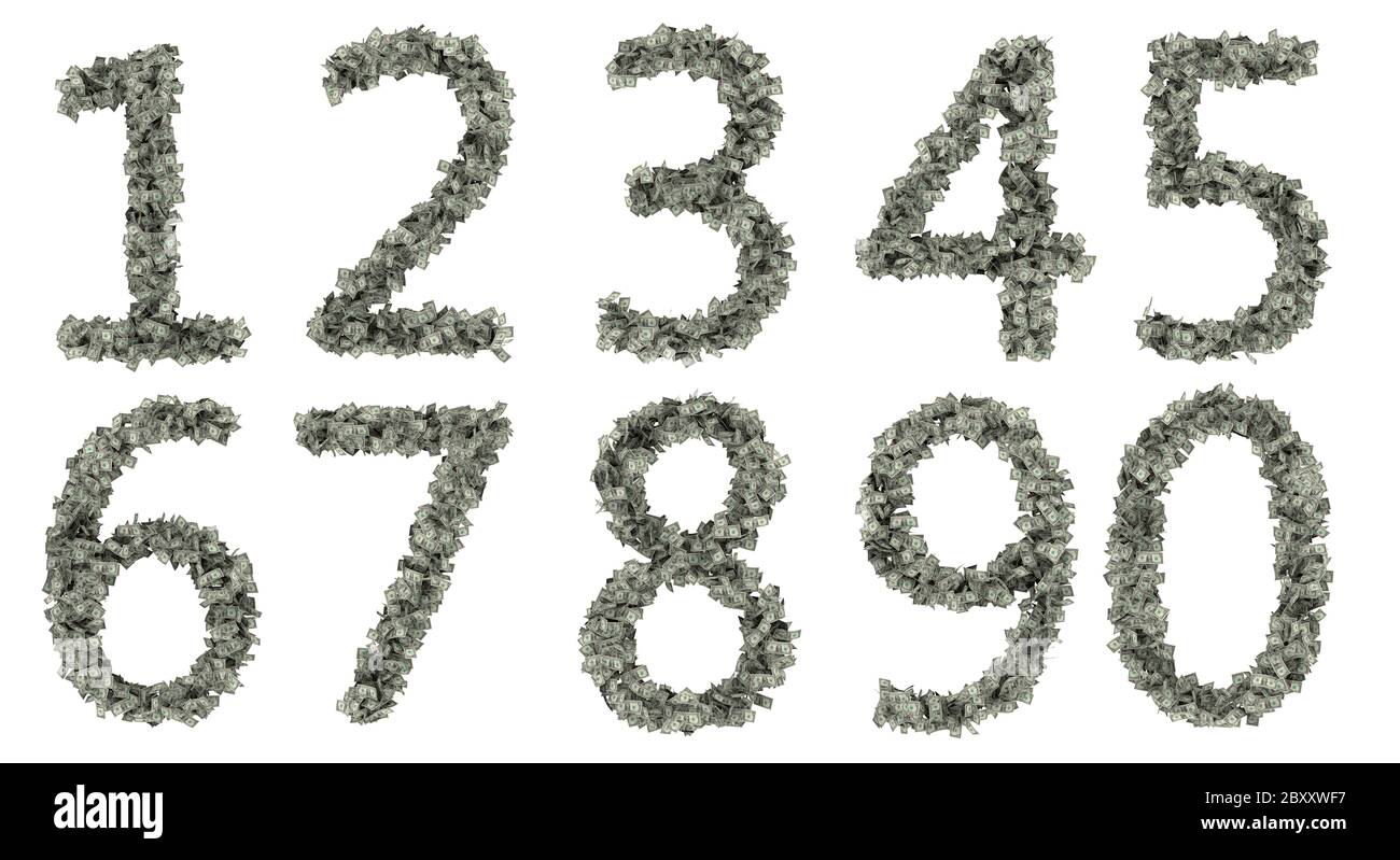 digits from dollars. Alphabet from dollars isolate on white background ...