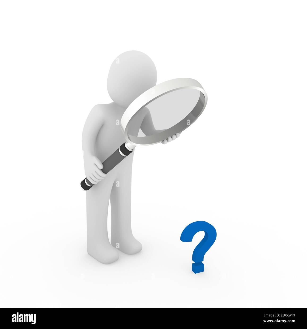 3d magnifying glass question mark blue Stock Photo - Alamy