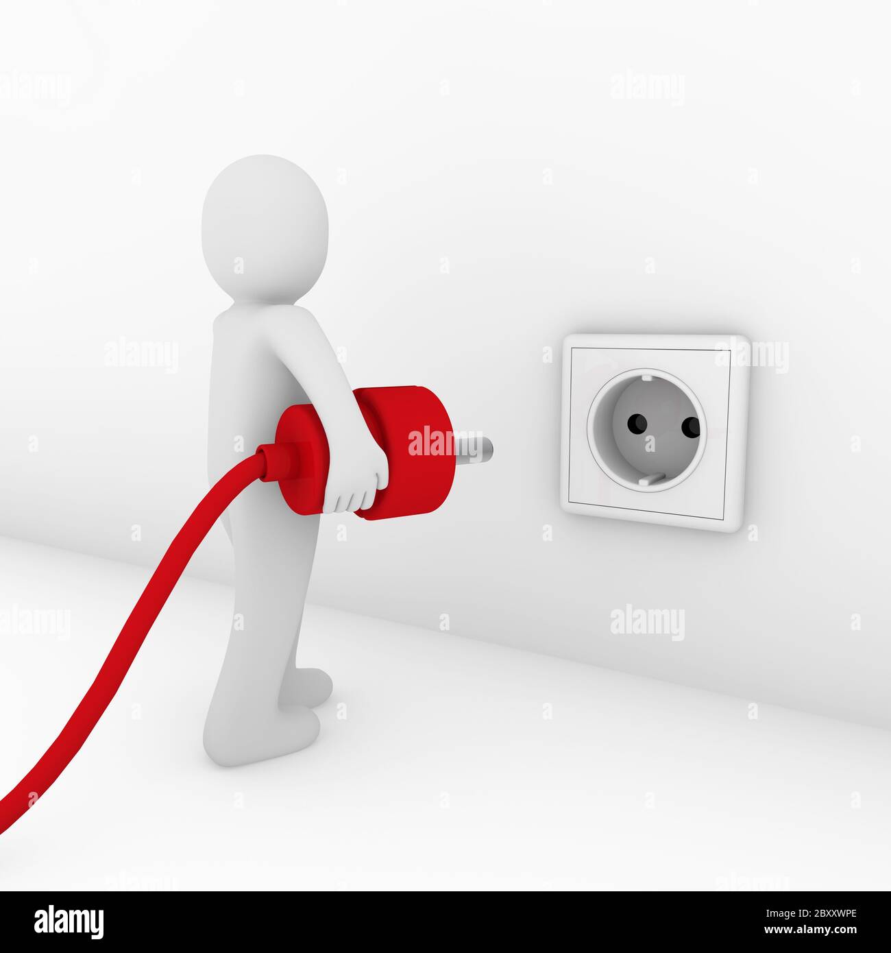 3d man plug socket red Stock Photo - Alamy