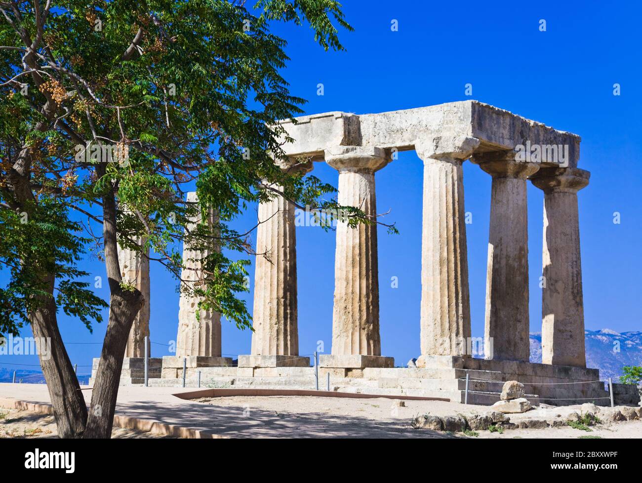 Ruins of temple in Corinth, Greece Stock Photo - Alamy