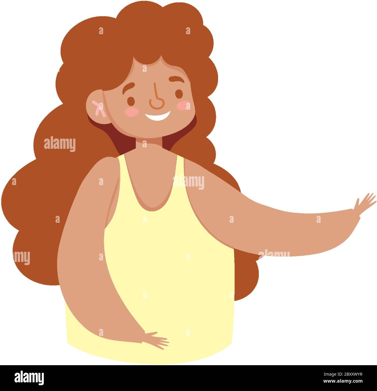 young woman character cartoon female figure isolated design icon vector ...
