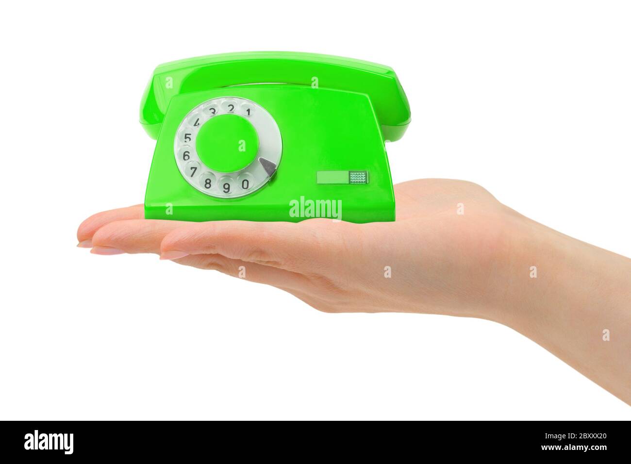 Hand with telephone Stock Photo - Alamy