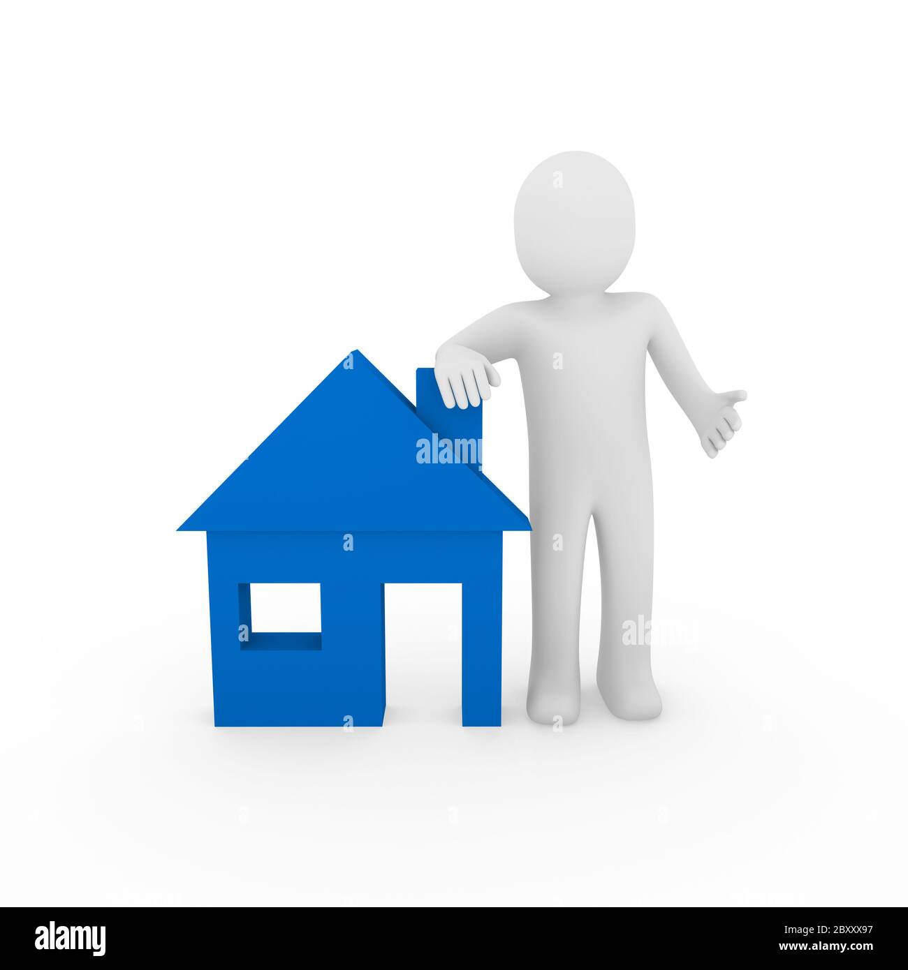 3d man house blue Stock Photo - Alamy