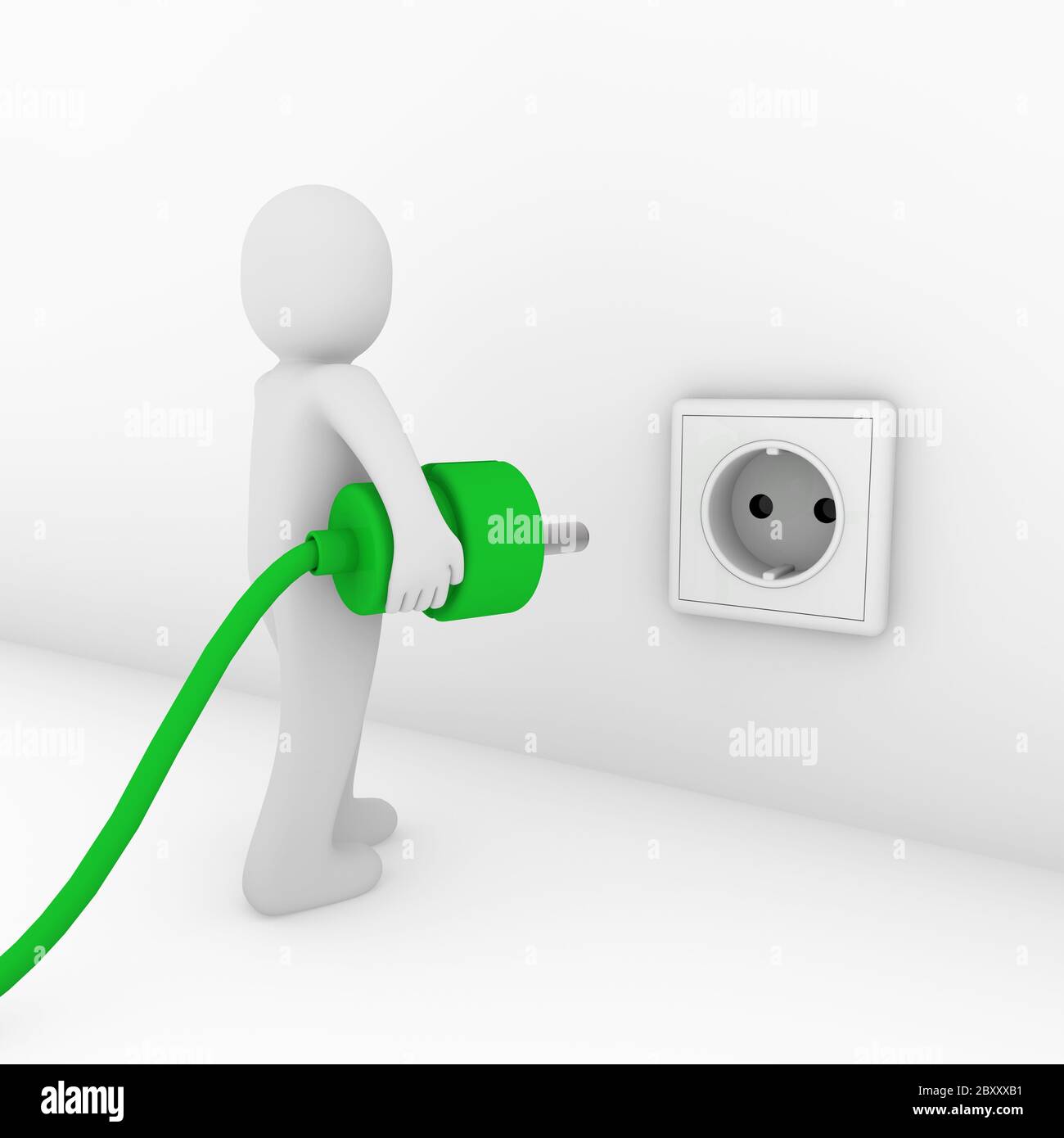 3d man plug socket green Stock Photo - Alamy