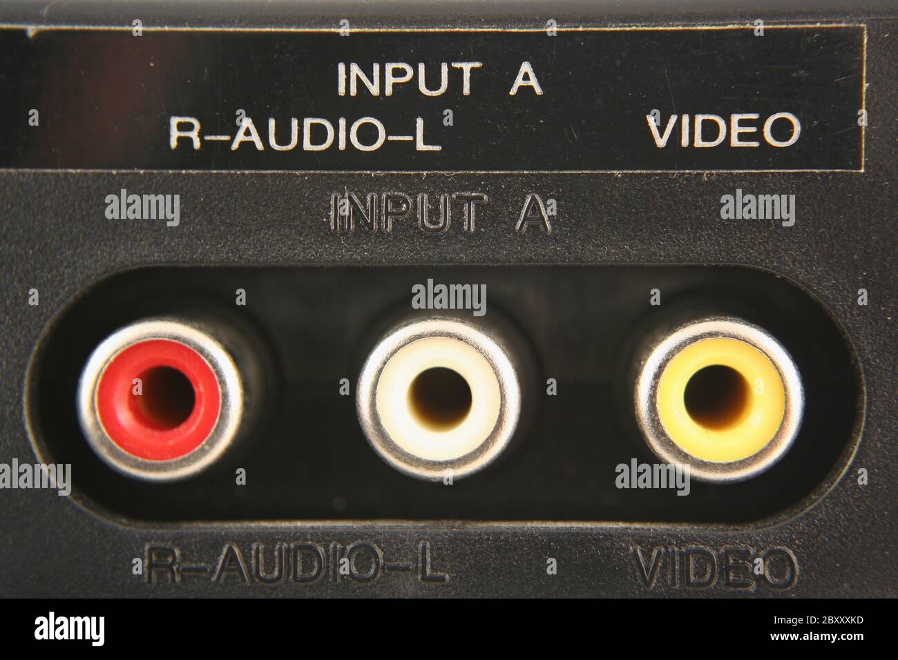 Audio video input jacks macro Stock Photo - Alamy