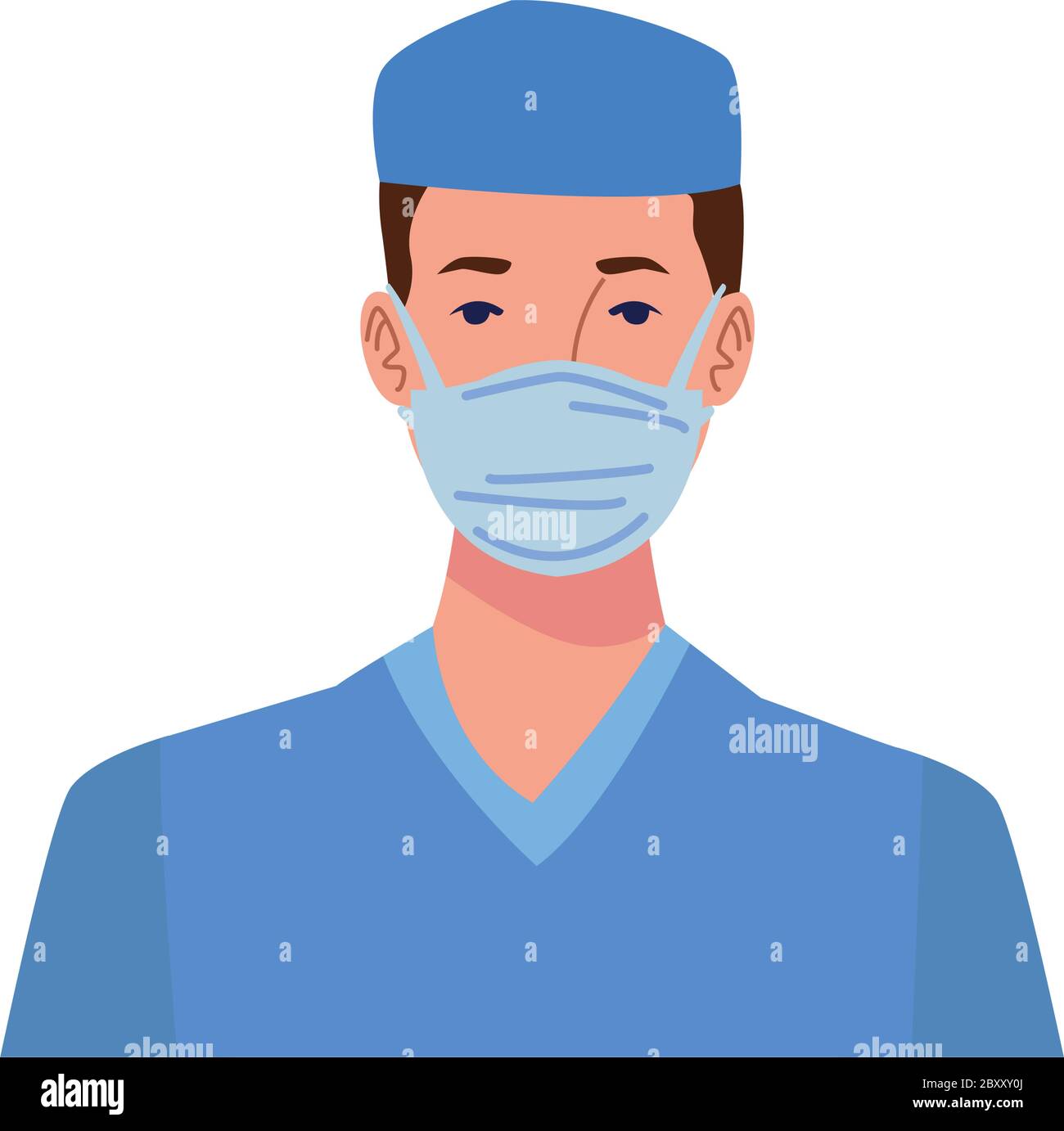 male surgeon doctor wearing medical mask and hat vector illustration ...