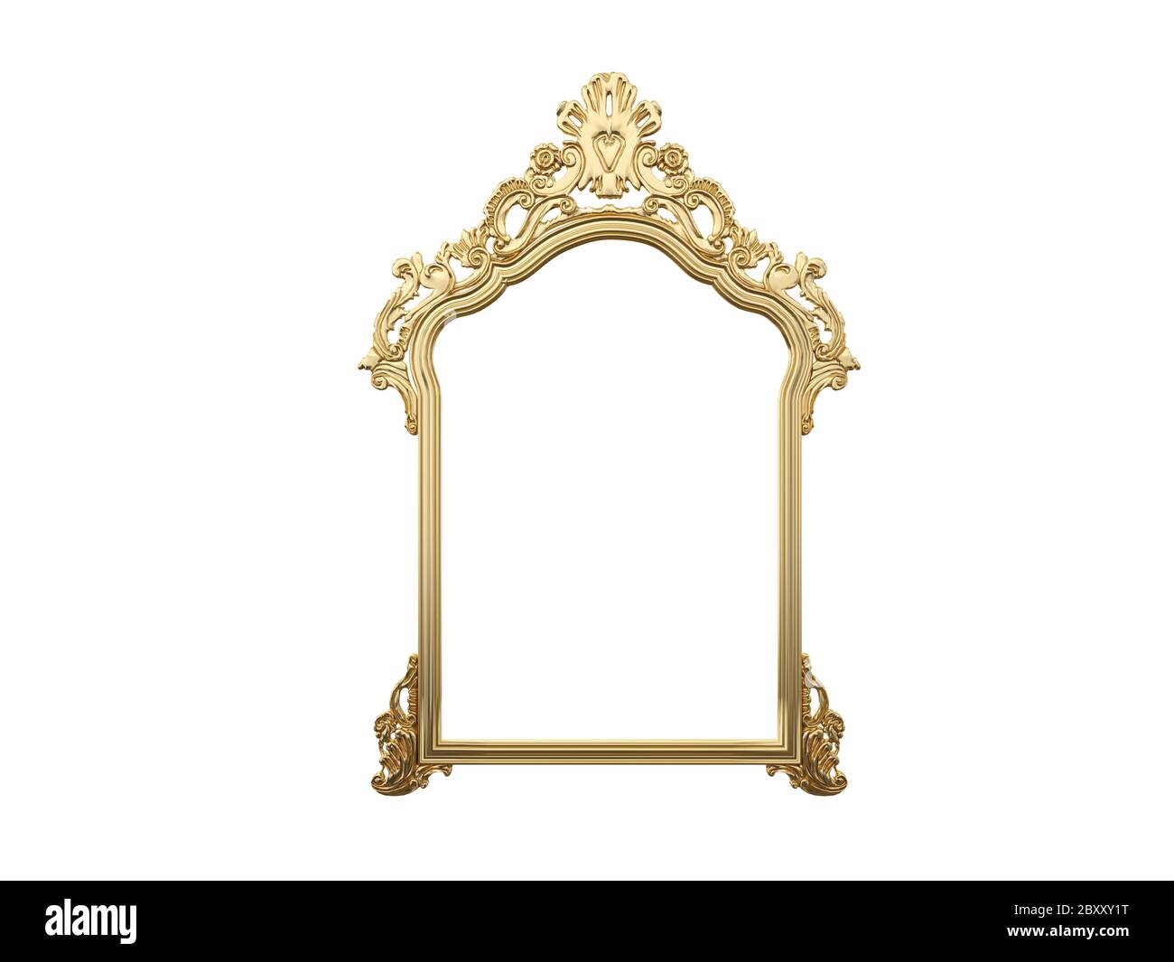 Golden vintage frame, mirror. Design retro element. physical realistic ...