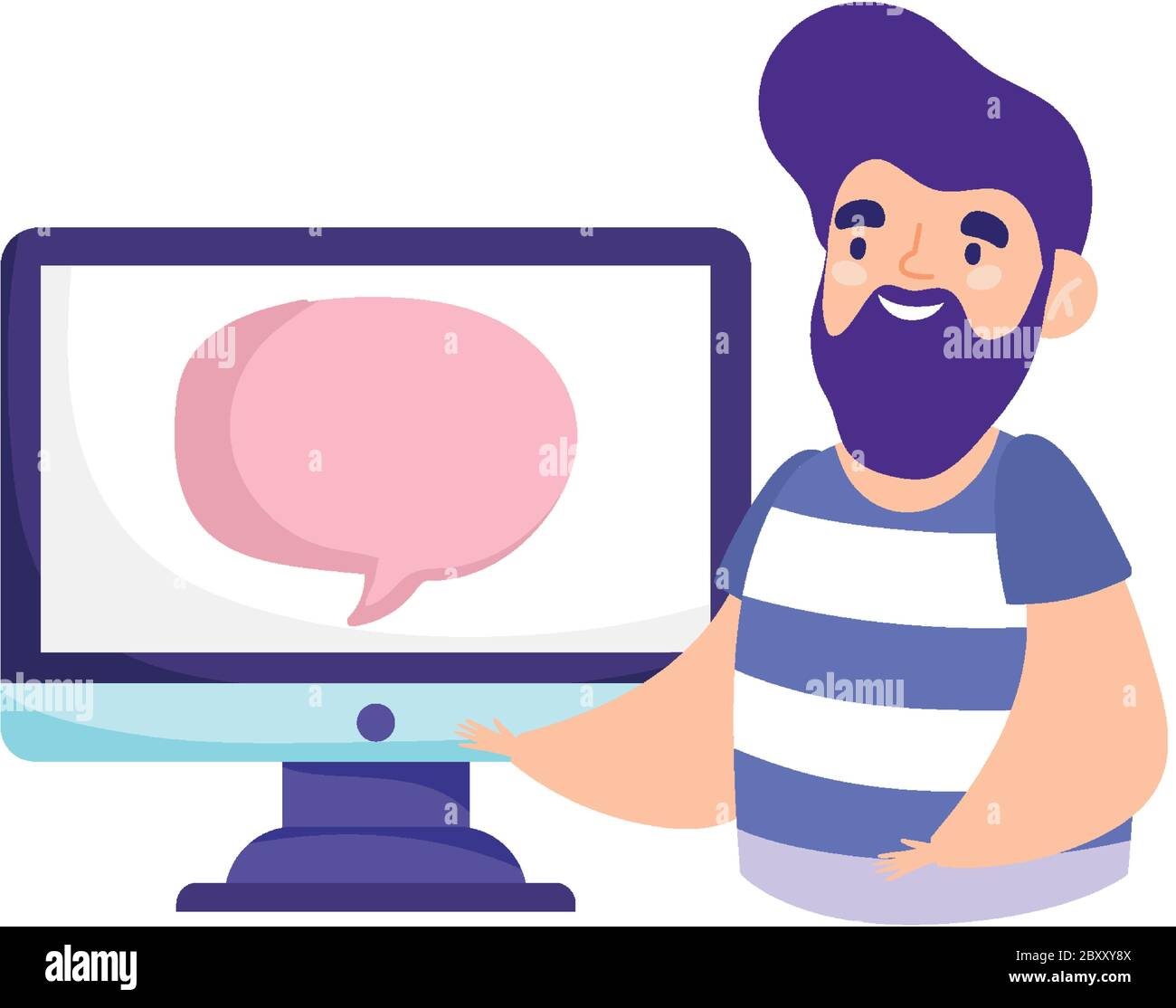 online education teacher computer teaching class talking cartoon vector ...