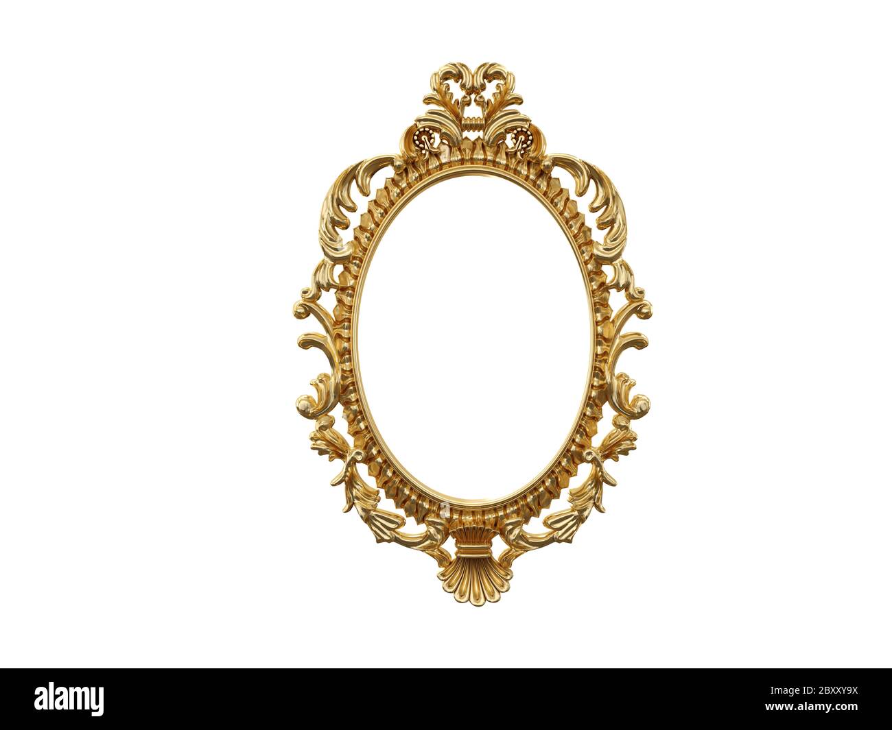 Golden vintage frame, mirror. Design retro element. physical realistic ...