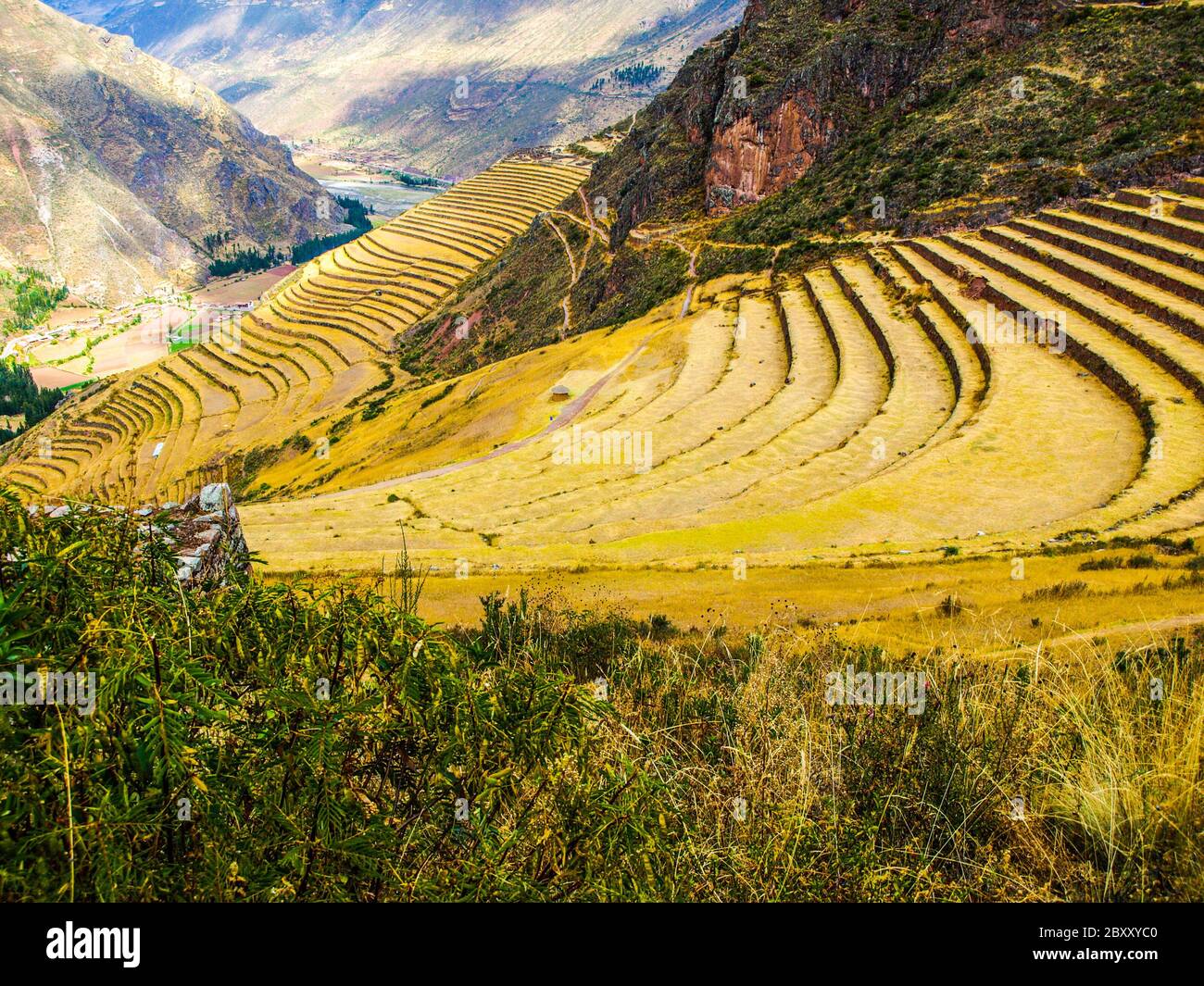 Terraces as a part of incan agricultural system in Pisac in Urubamba ...