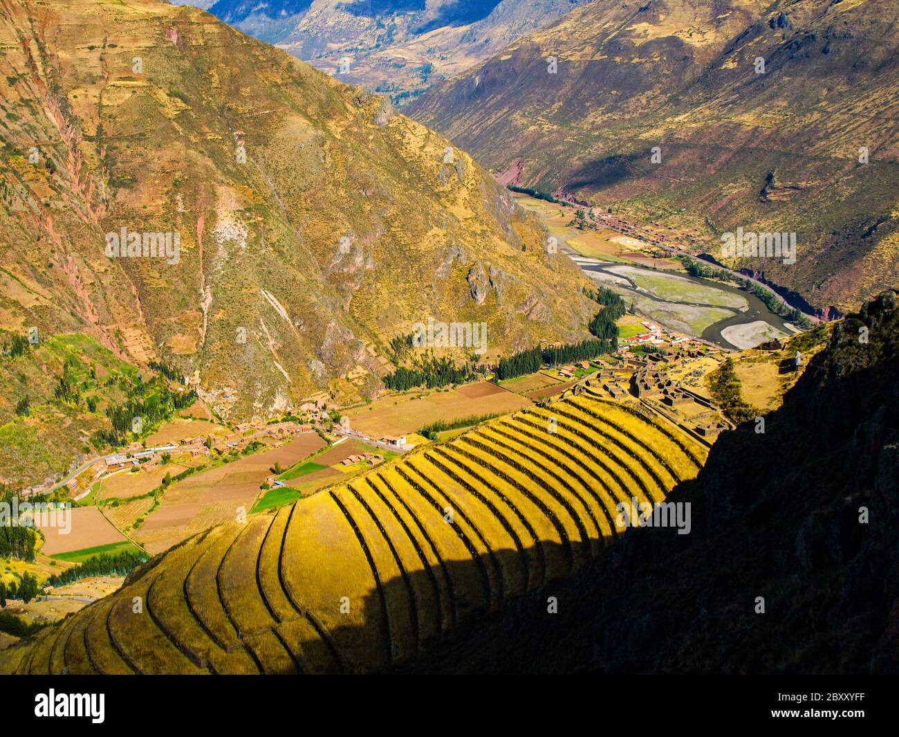 Terraces as a part of incan agricultural system in Pisac in Urubamba ...