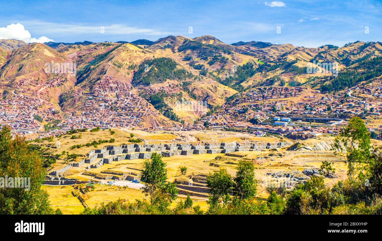 Fortification walls of Sacsayhuaman citadel near historic capital of ...