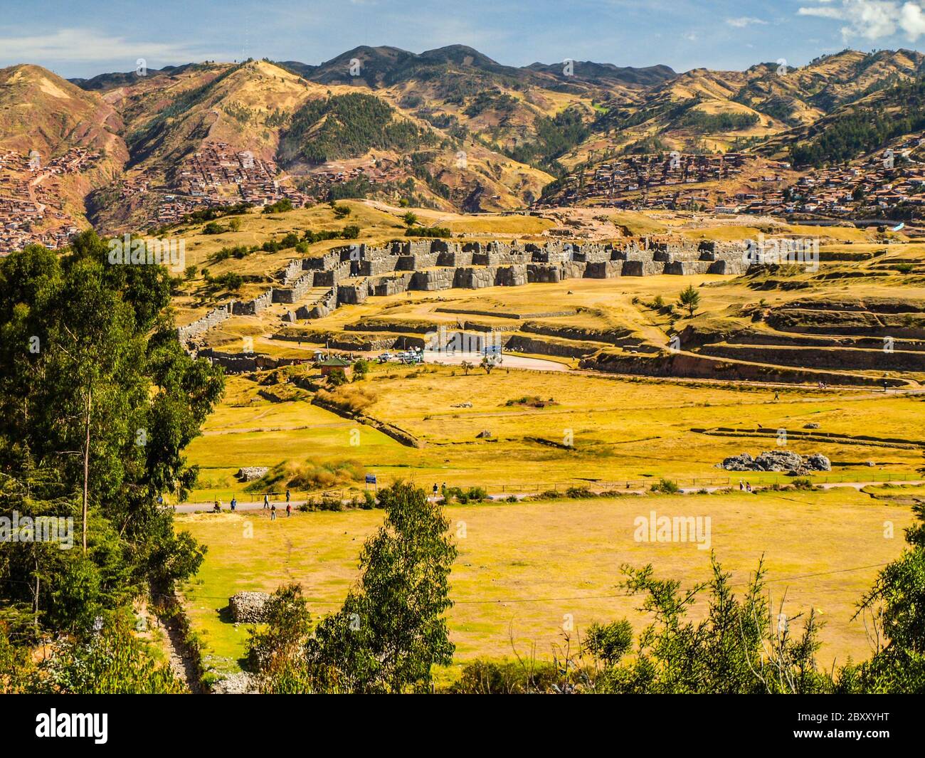Fortification walls of Sacsayhuaman citadel near historic capital of ...