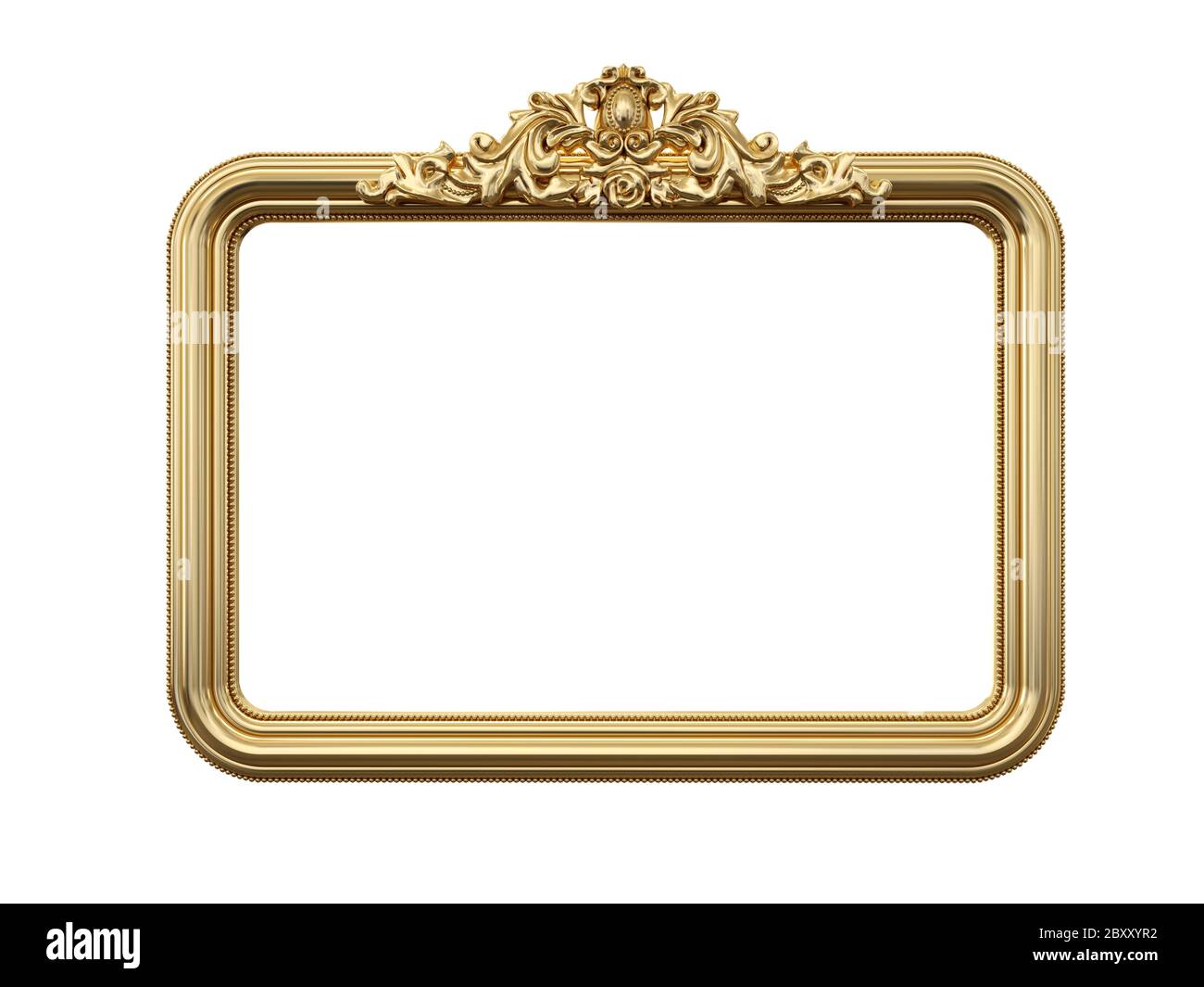 Golden vintage frame, mirror. Design retro element. physical realistic ...