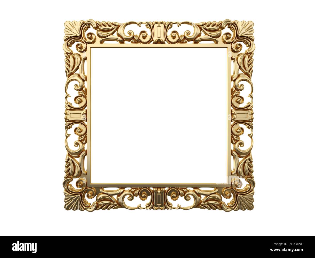 Golden vintage frame, mirror. Design retro element. physical realistic ...