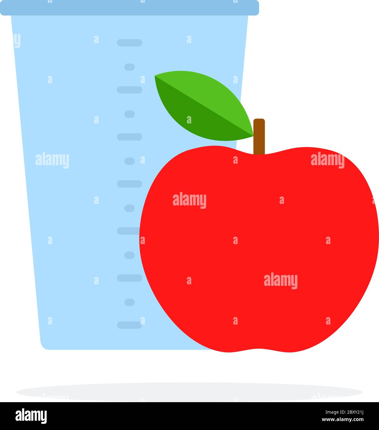 Measuring cup and red apple vector flat isolated Stock Vector Image ...