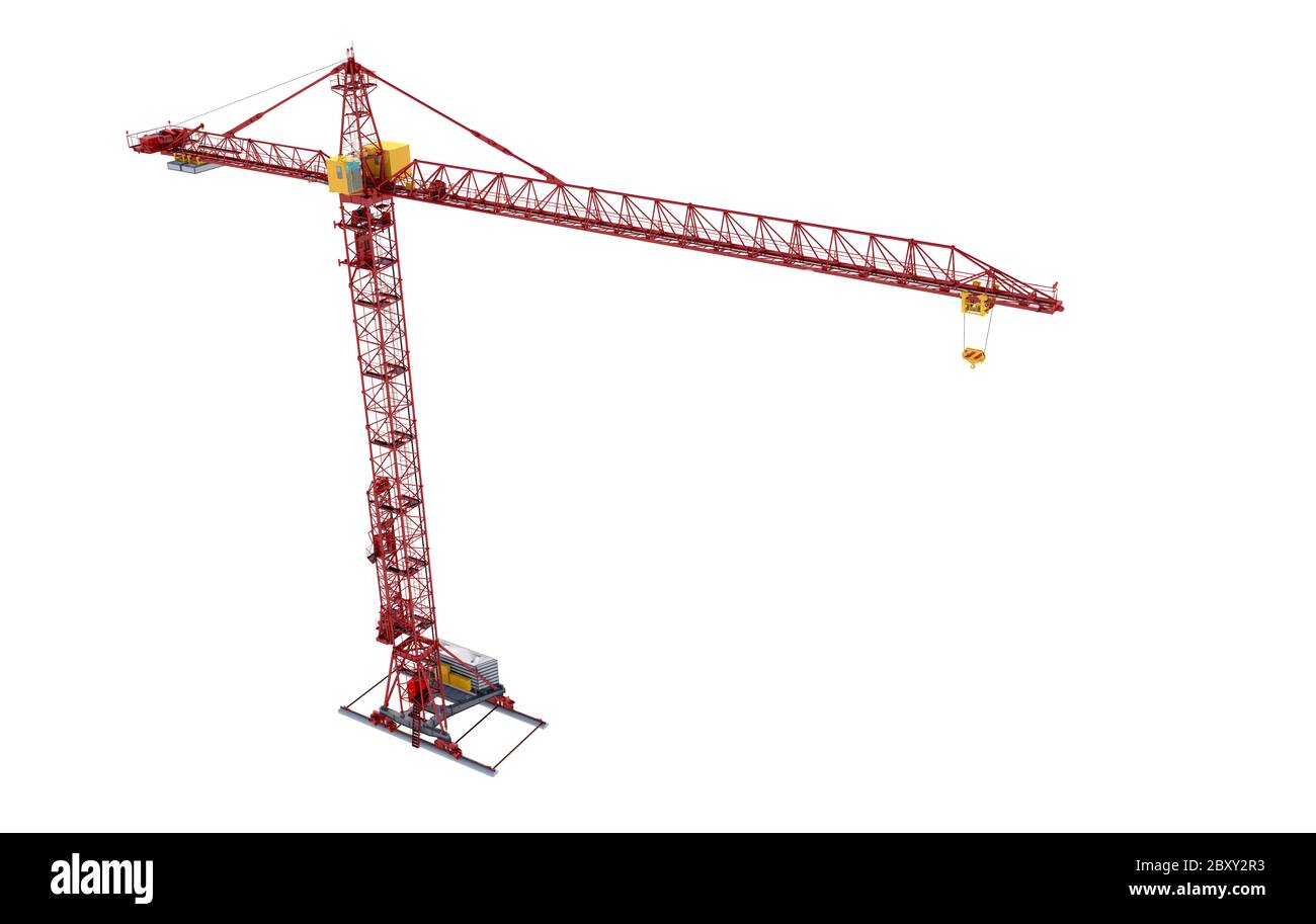 Building crane isolated on white background. Construction. 3d rendering ...
