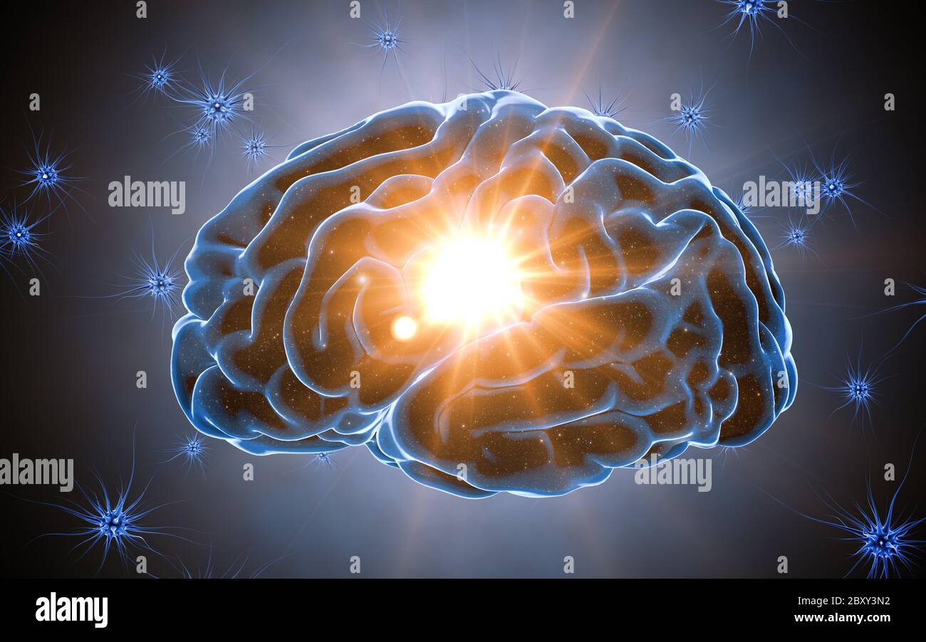 Brain impulses. Neuron system. Human anatomy. transferring pulses and ...