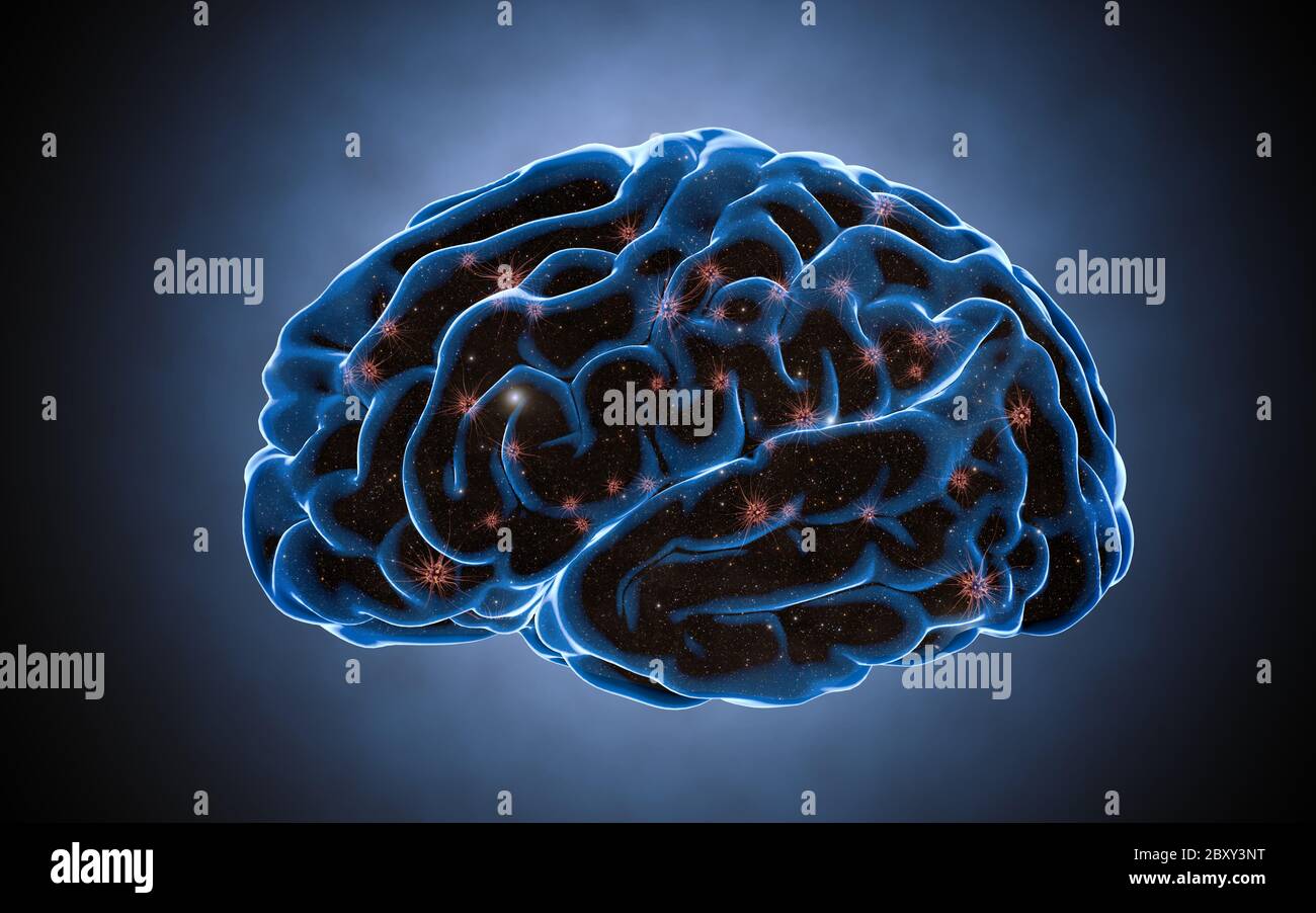 Brain impulses. Neuron system. Human anatomy. transferring pulses and ...