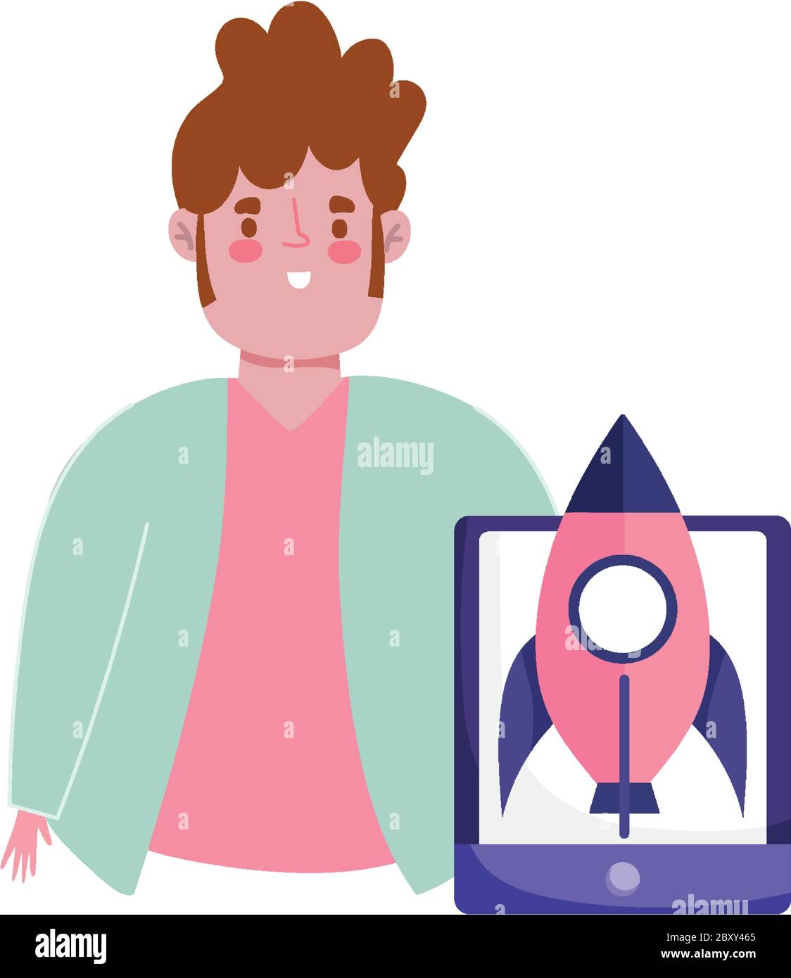 online education teacher smartphone startup creativity cartoon vector ...