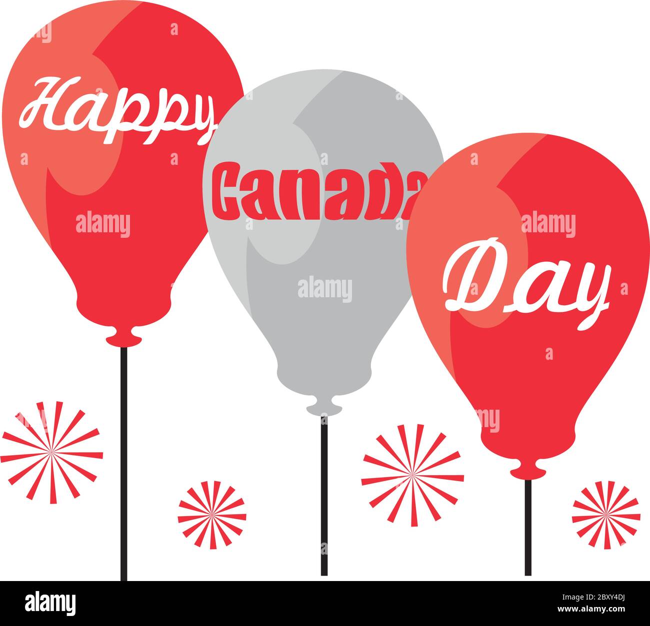 happy Canada day with helium balloons, national holiday vector ...