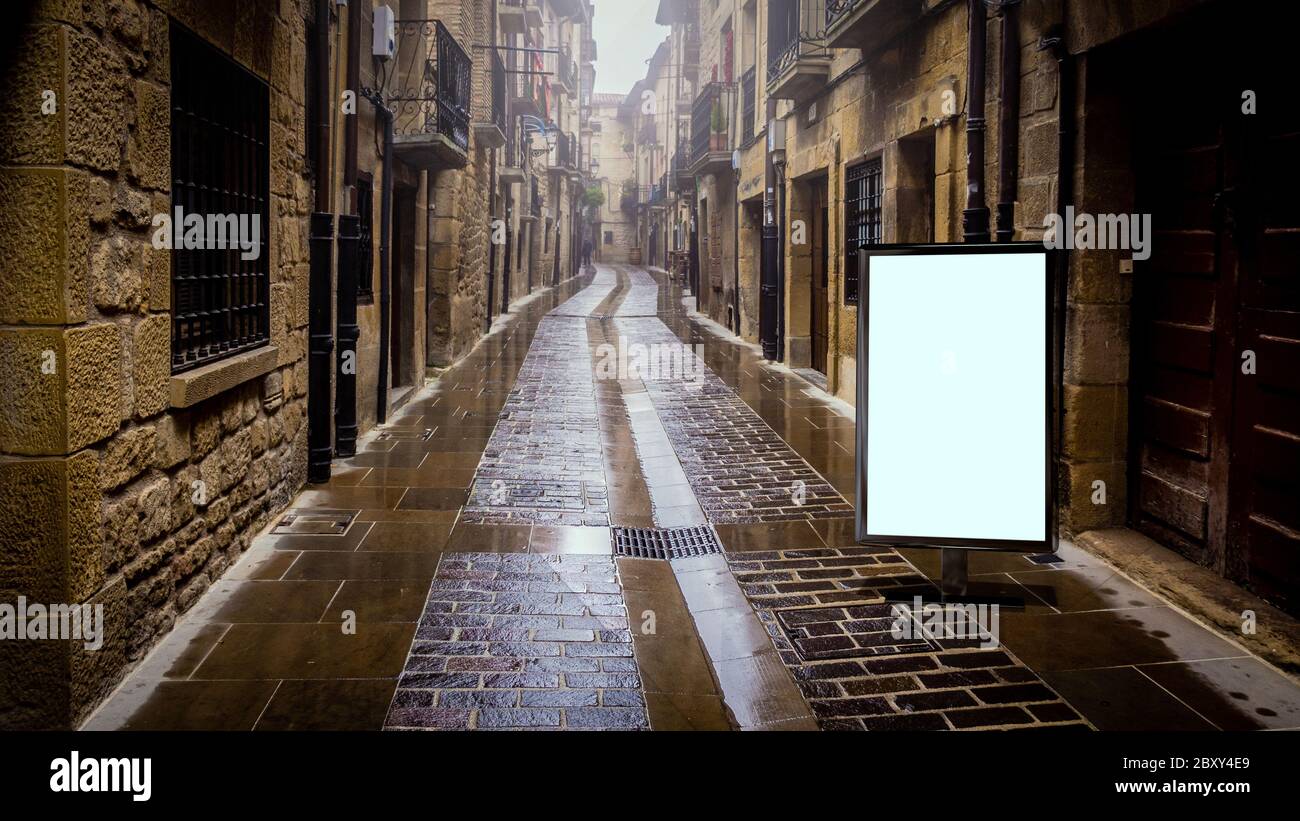Blank advertising mockup in the street . Poster billboard on the city ...