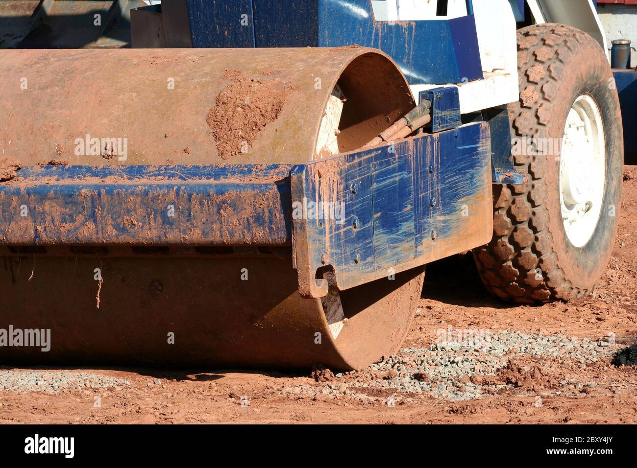 A steamroller at a construction site Stock Photo - Alamy