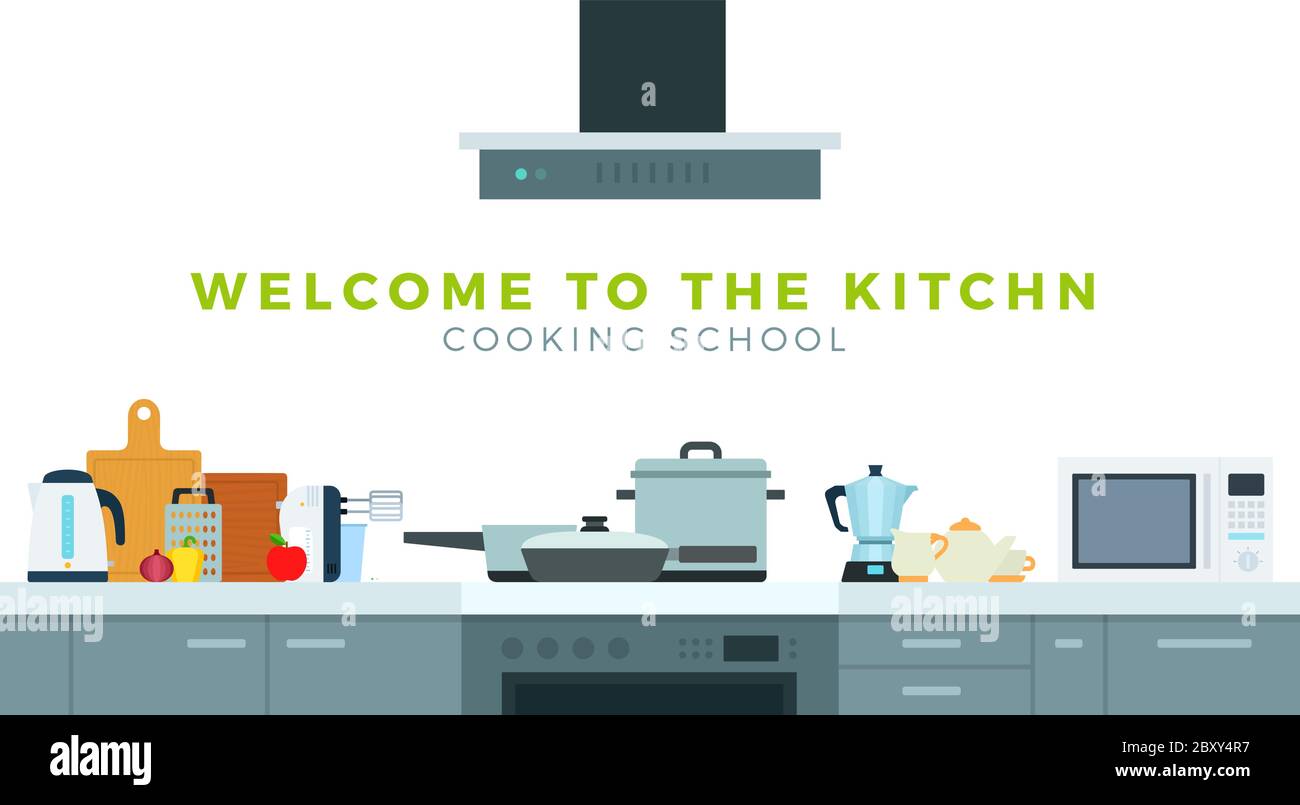 Concept cooking school vector illustration in flat style Stock Vector ...