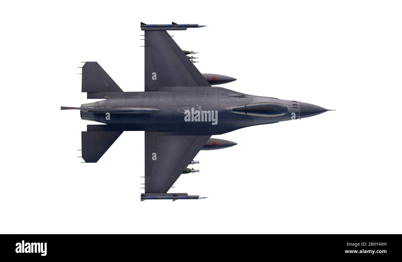 F -16 , american military fighter plane.Jet plane. Fly in clouds. 3d ...