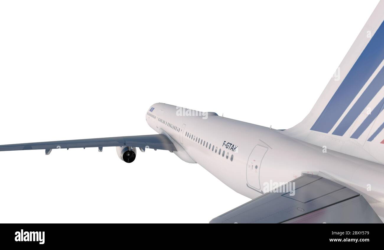 Passenger airbus a321 flying in the clouds. 3d rendering Stock Photo ...