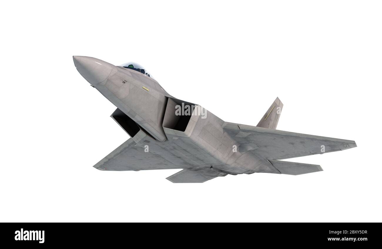 F -22 raptor , american military fighter plane.Jet plane. isolate white ...