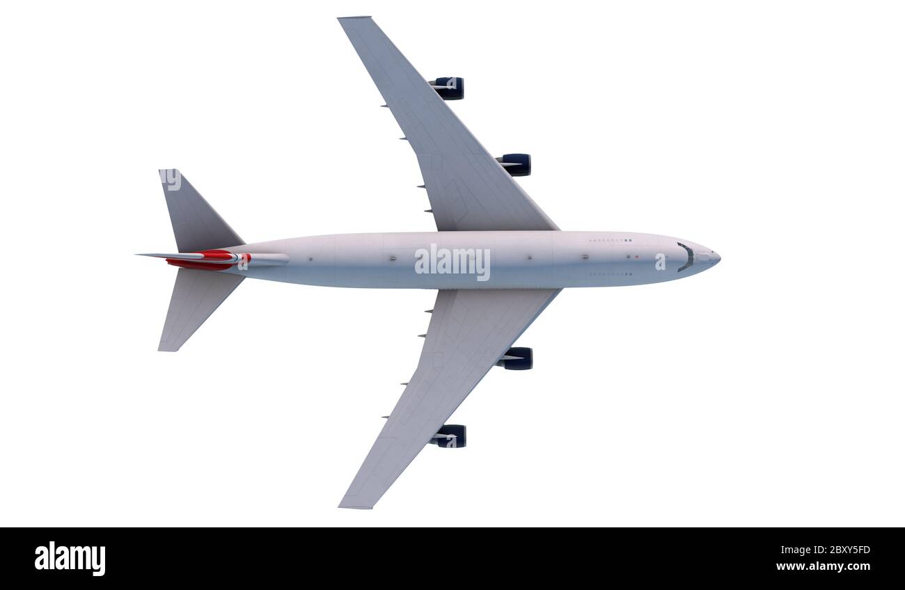 Boeing 747 flying in the clouds isolate on white. 3d rendering Stock ...