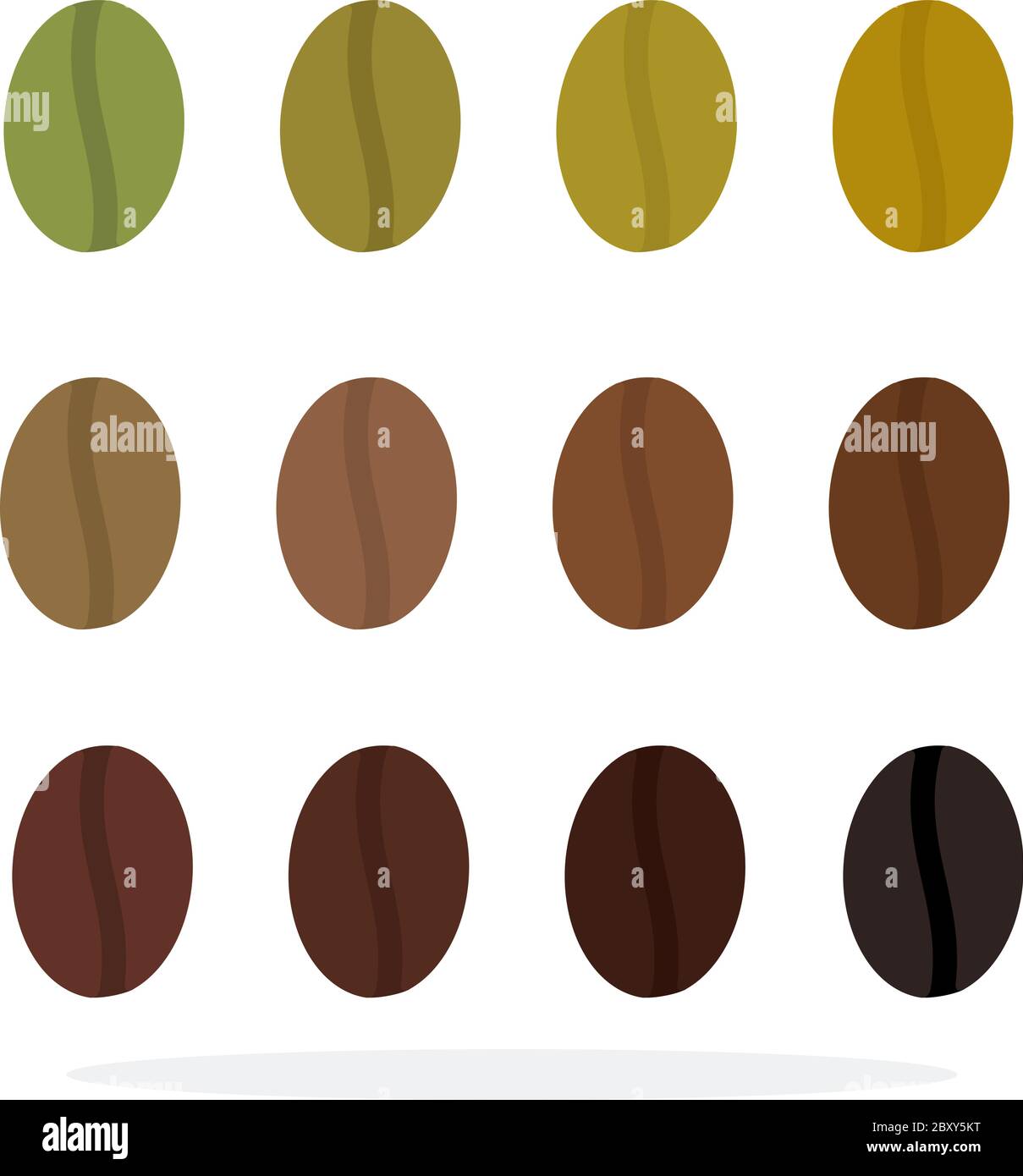 Coffee beans of different colors vector flat isolated Stock Vector ...